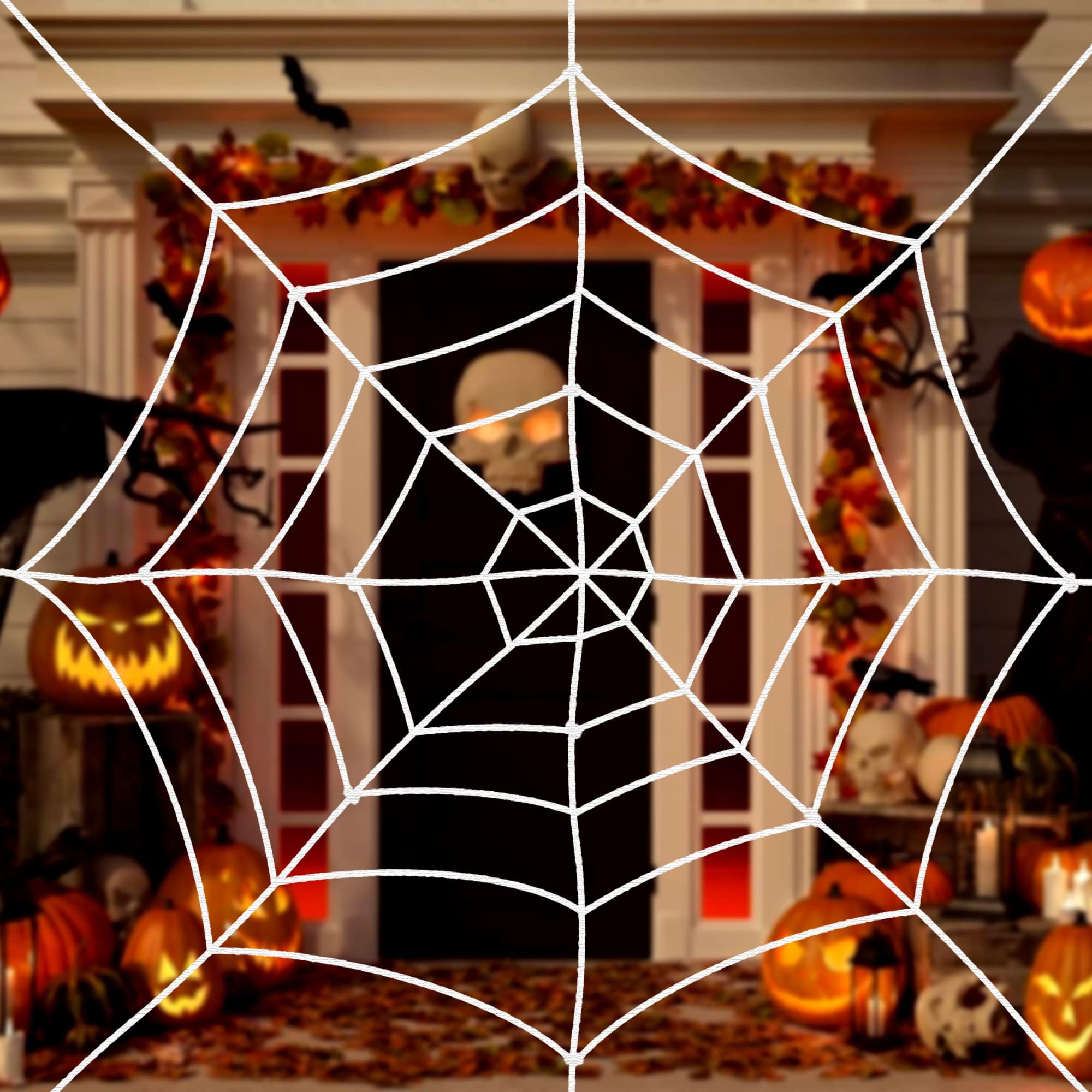 Amazon.com: Qibote Mega Fake Spider Web White Halloween Halloween ...