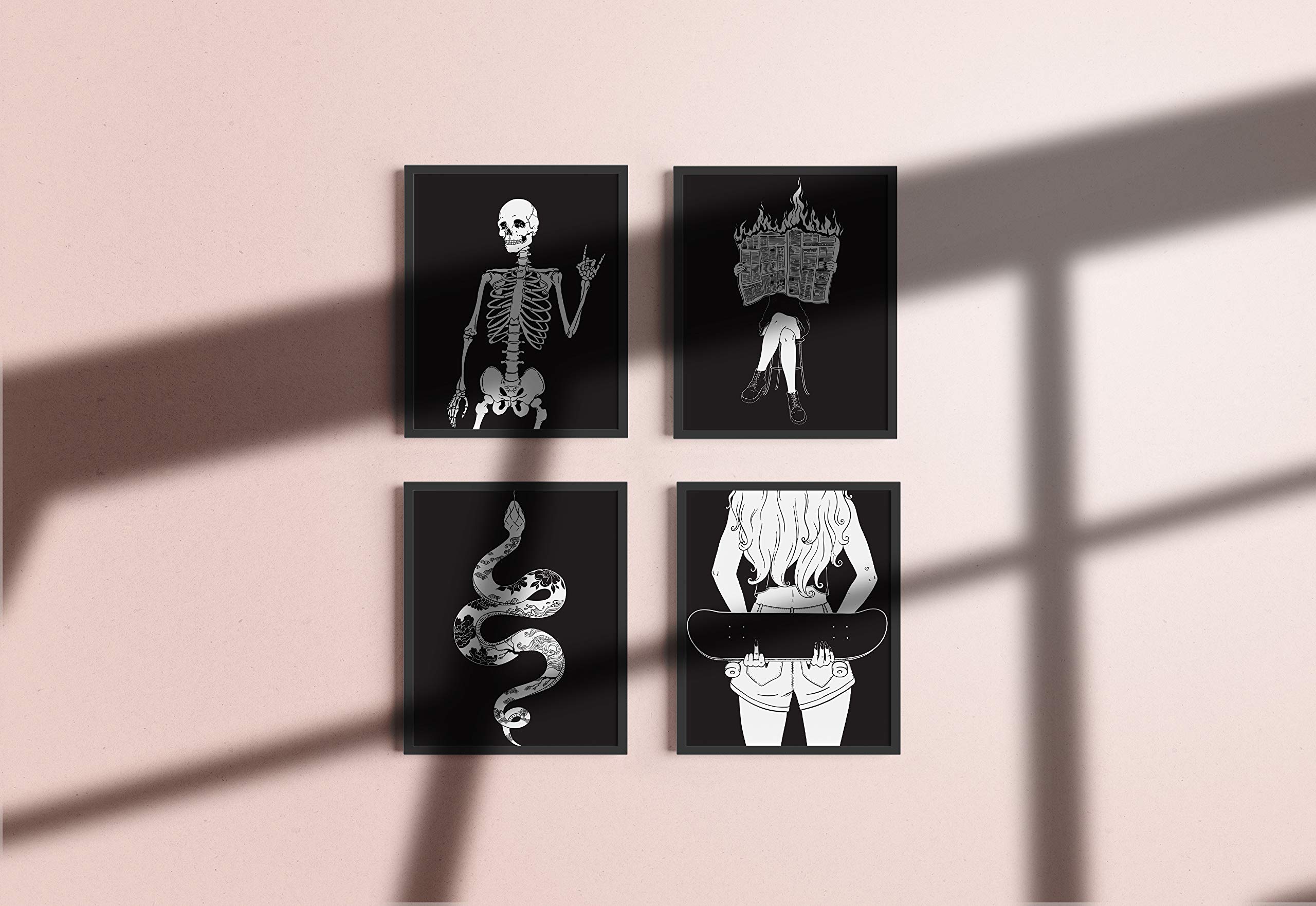 Buy Edgy Black and White Art Prints - By Haus and Hues | Set of 4 Black ...