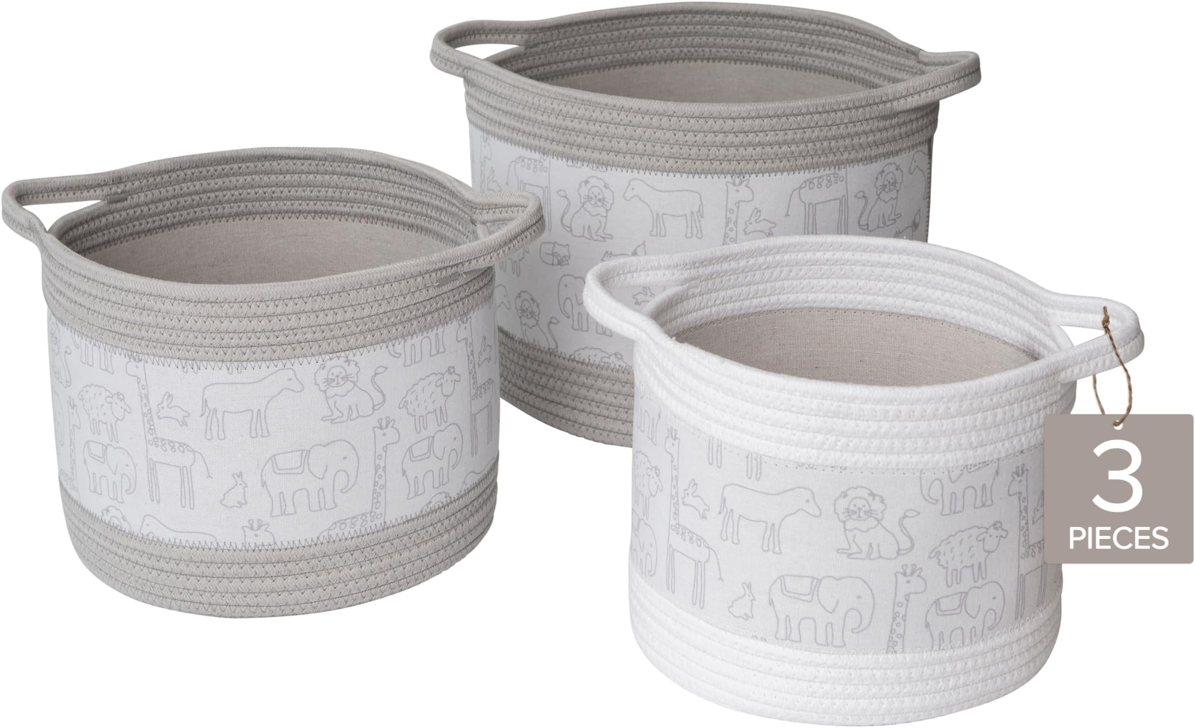 Amazon.com: RGI Home Textured Linen and Fabric Rope Storage Baskets ...