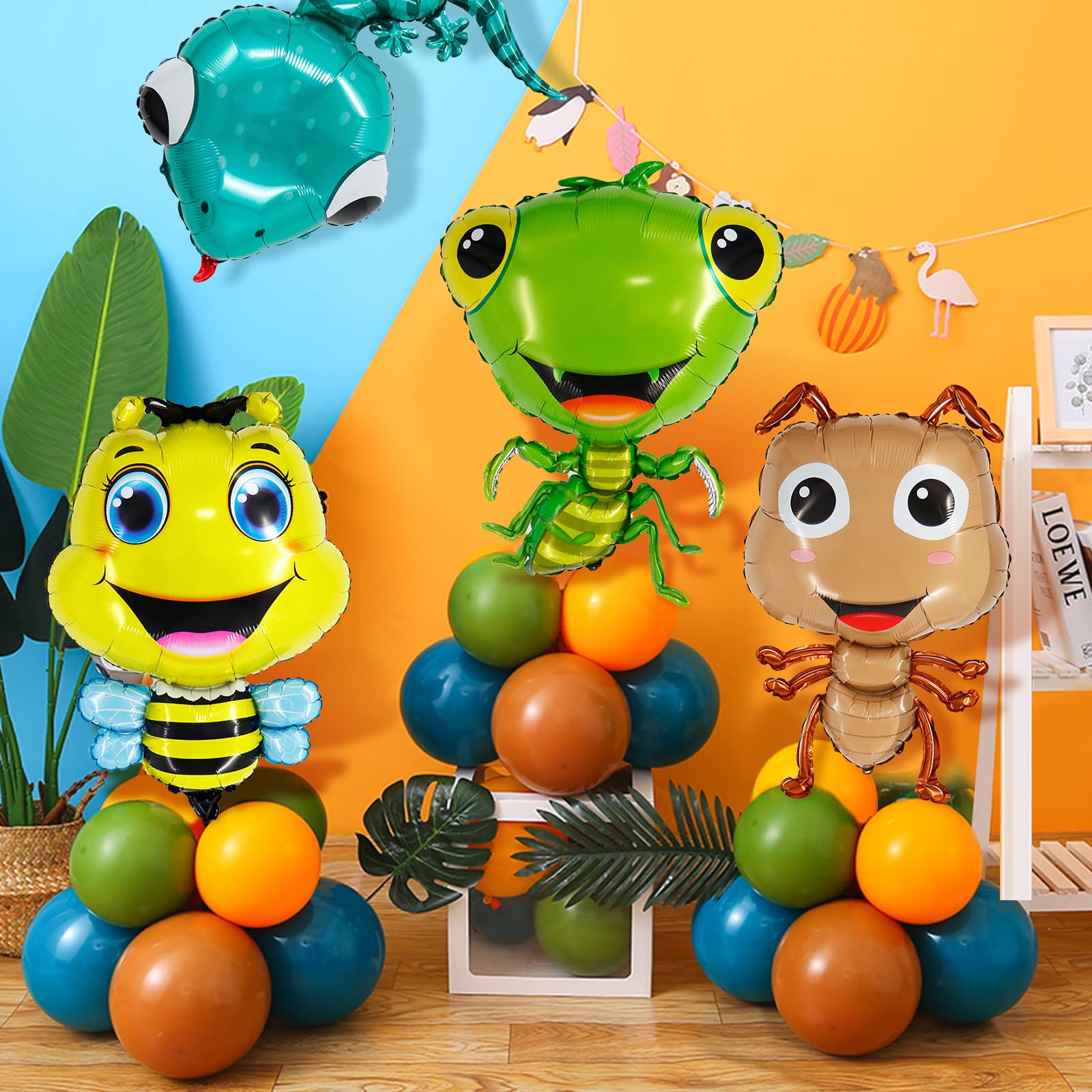 Snapklik.com : 4 Pcs Insect Balloons Animal Cute Bee Gecko Snail Mantis ...