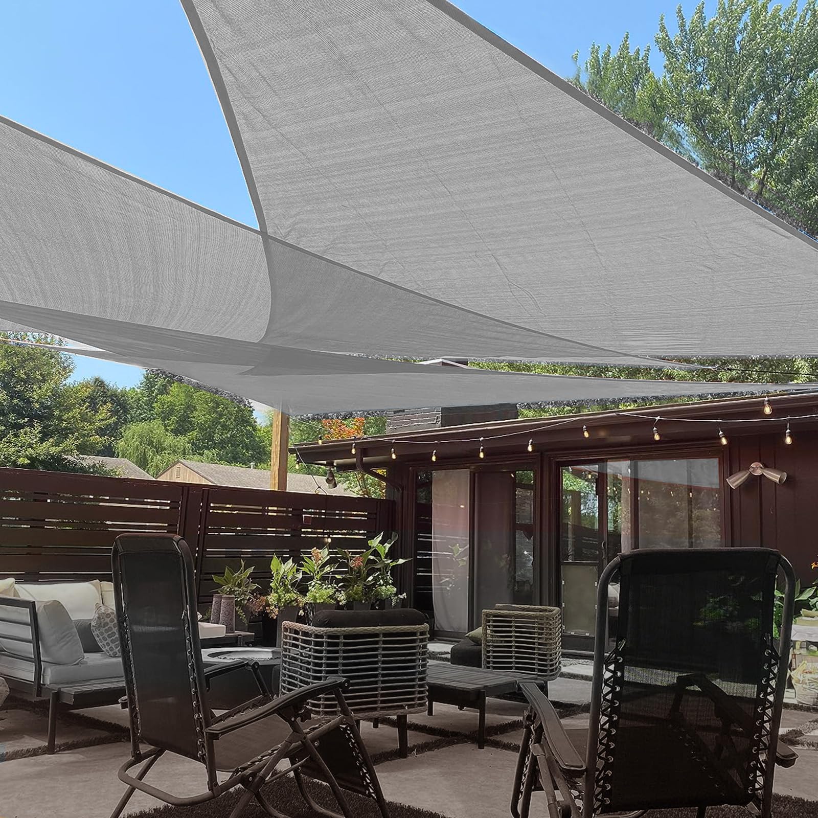Snapklik.com : 10 X 10x 14 Right Triangle Silver Sun Shade Sail Canopy ...