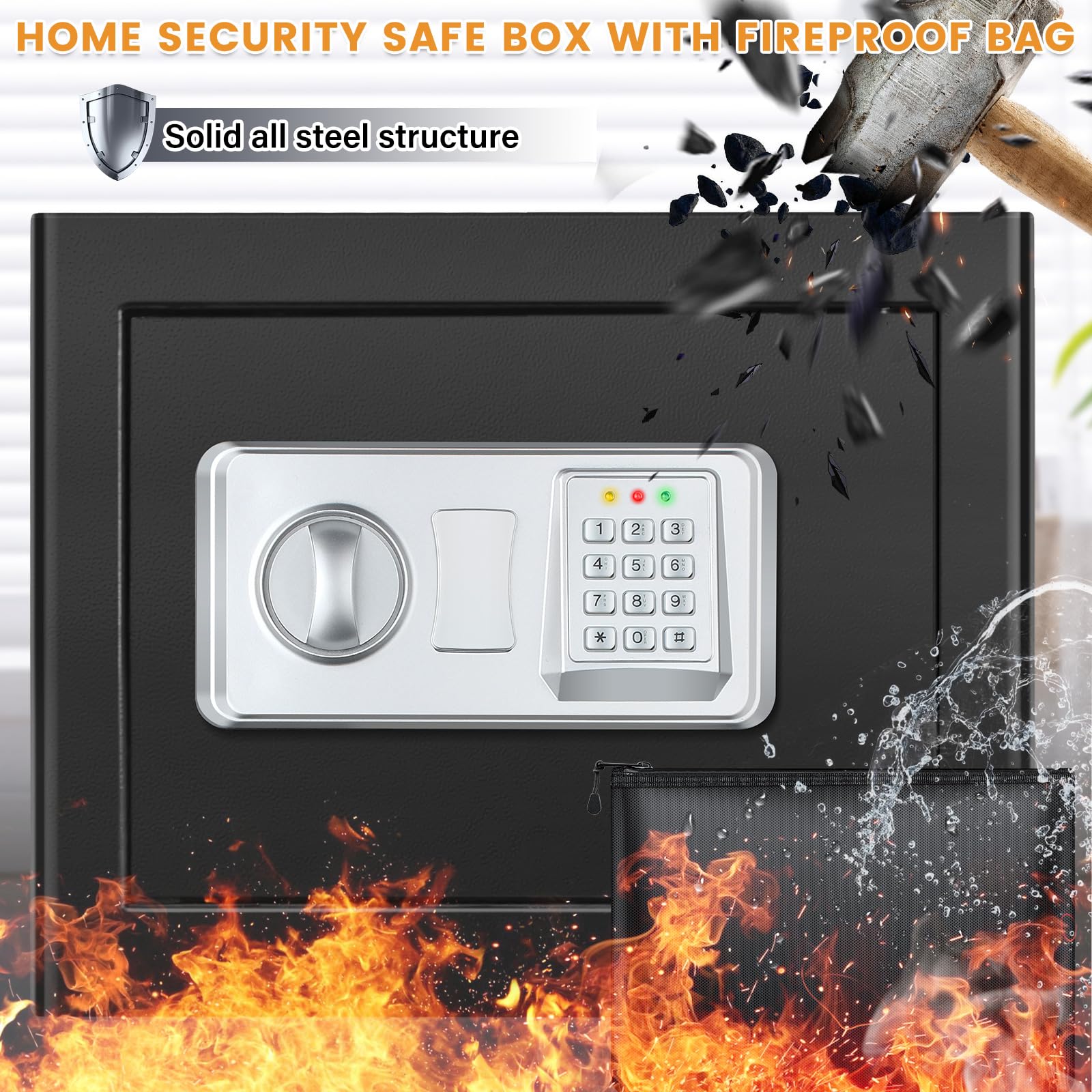 Tepafac 1.3 Cub Home Safe Fireproof Waterproof, Digital Fireproof Safe ...