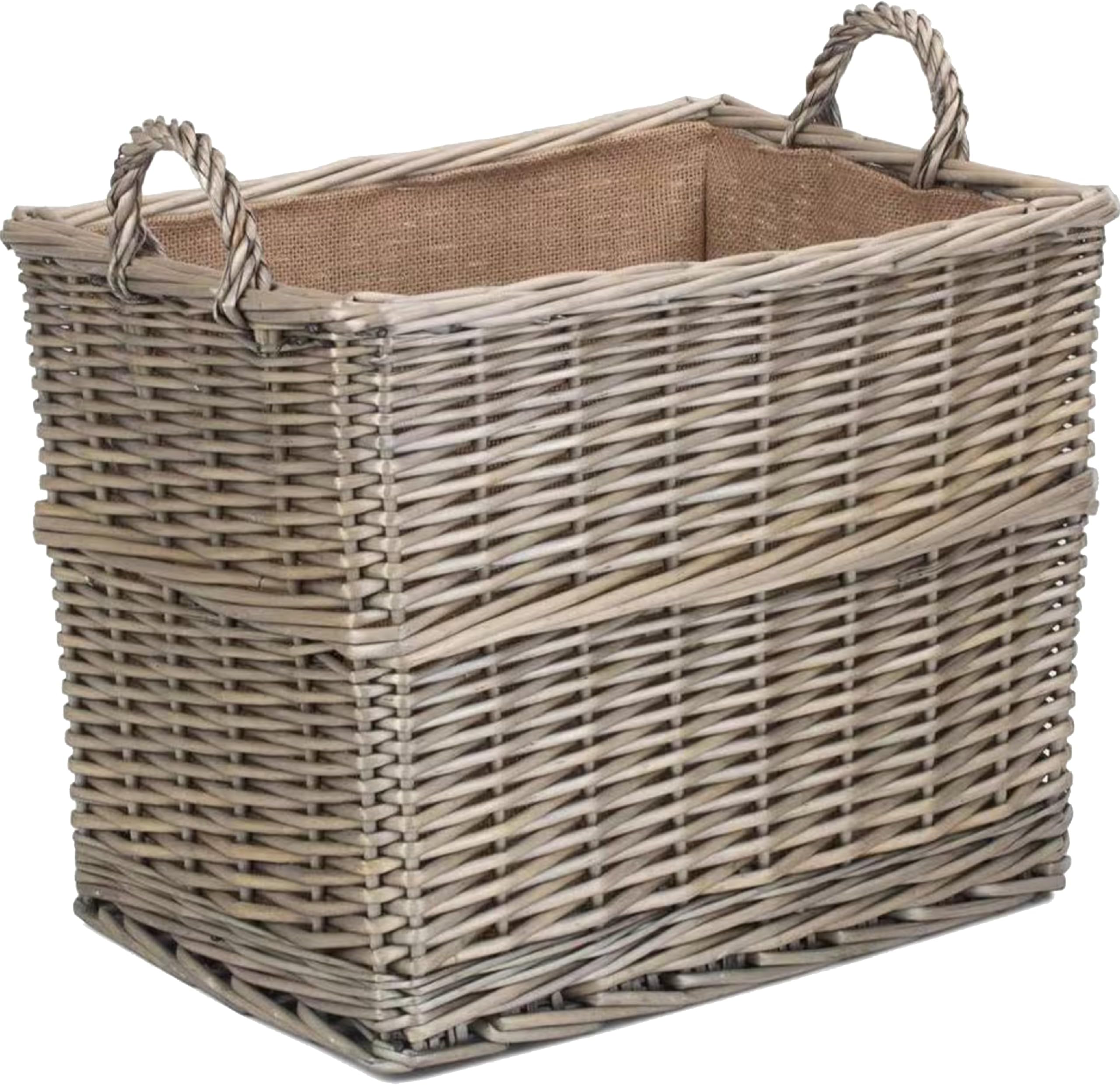 Rustic Fireside Chunky Wicker Log Basket Potato Basket With Rope ...