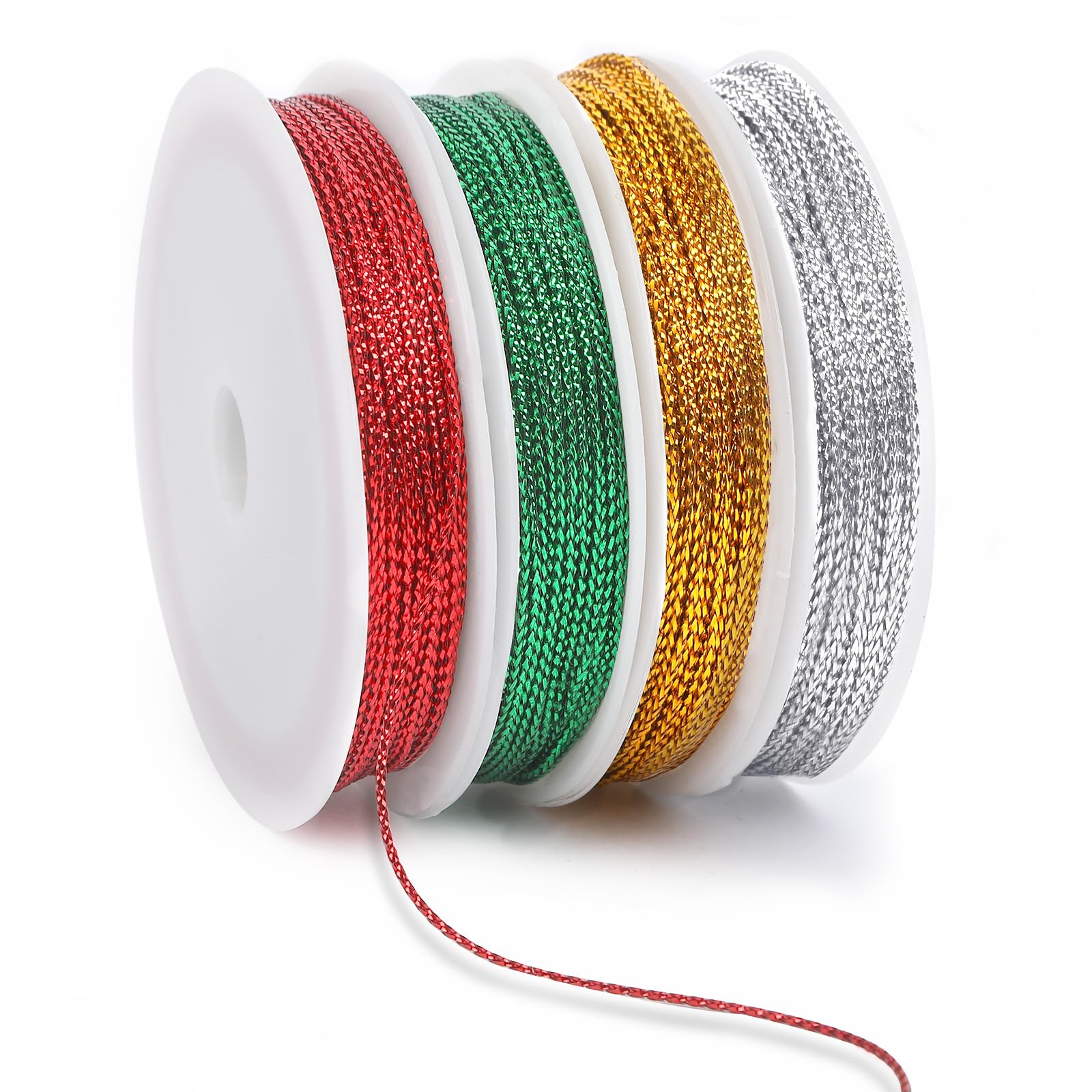 Amazon.com: JUNEBRUSHS 87 Yards Christmas Metallic Cord Ornament String ...