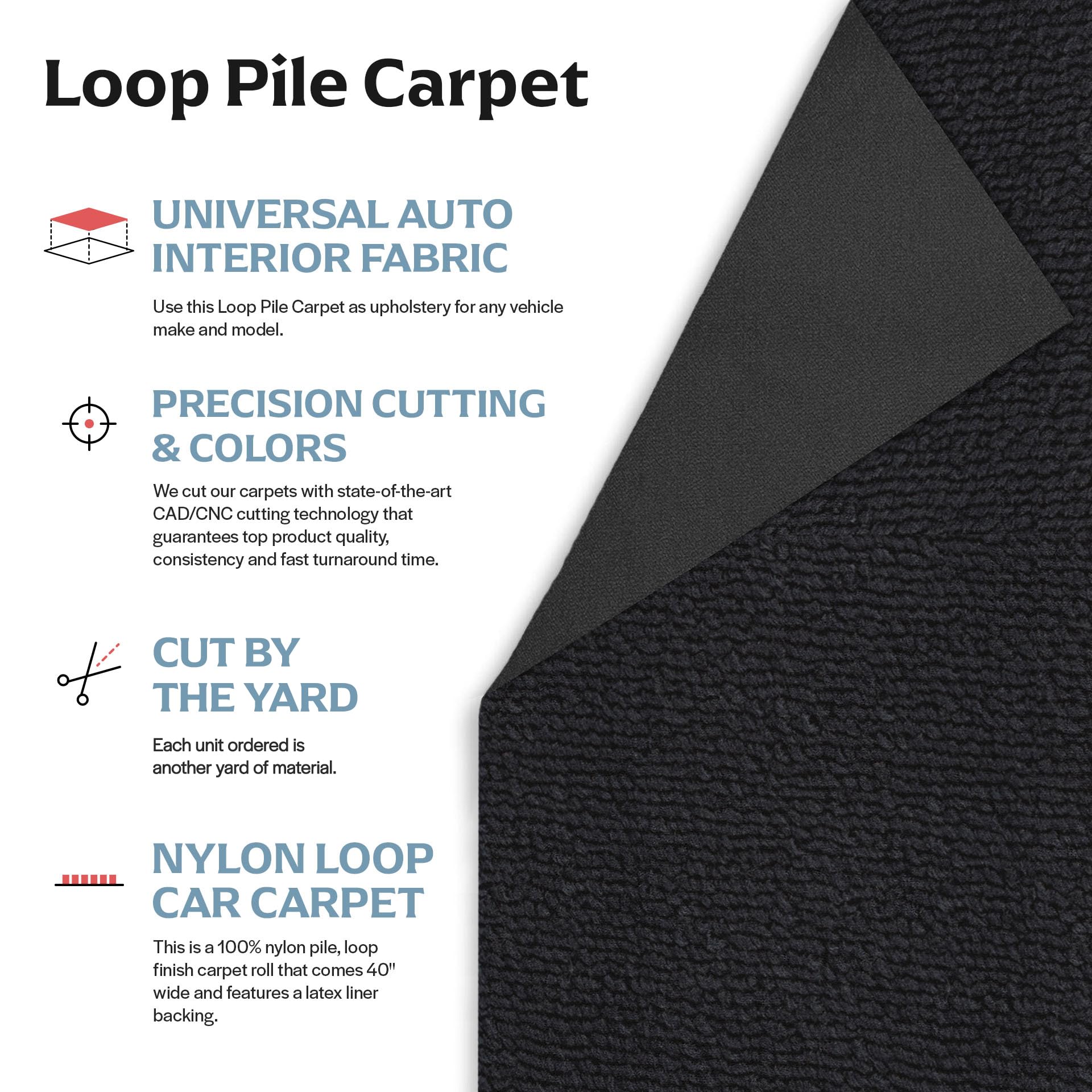 Newark Auto Automotive Loop Pile Carpet, Car Upholstery For Floor Mats ...
