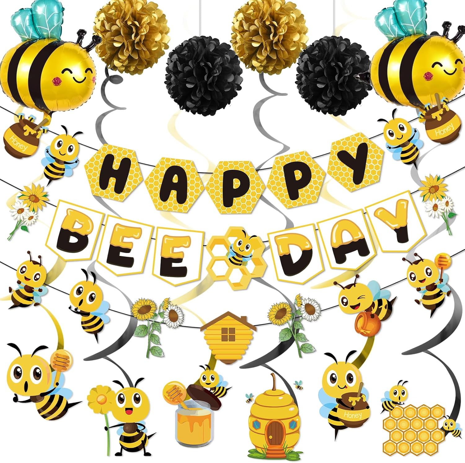 Amazon.com: Bee Birthday Party Decorations - Bumble Bee Decorations Bee ...