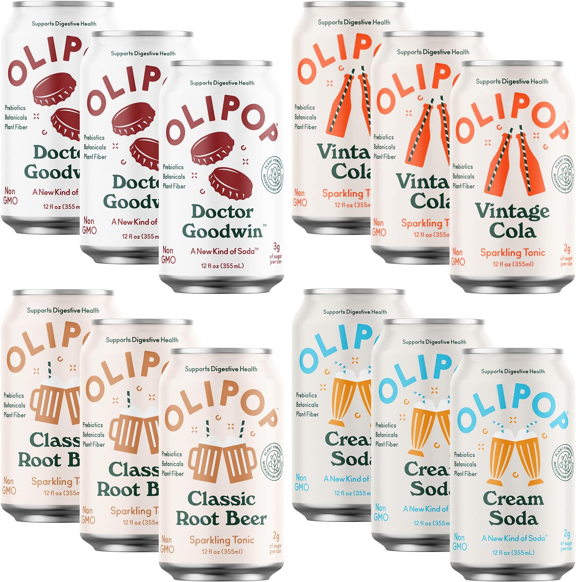 Amazon.com : OLIPOP - 4-Flavor Sparkling Tonic Retro Greatest Hits ...