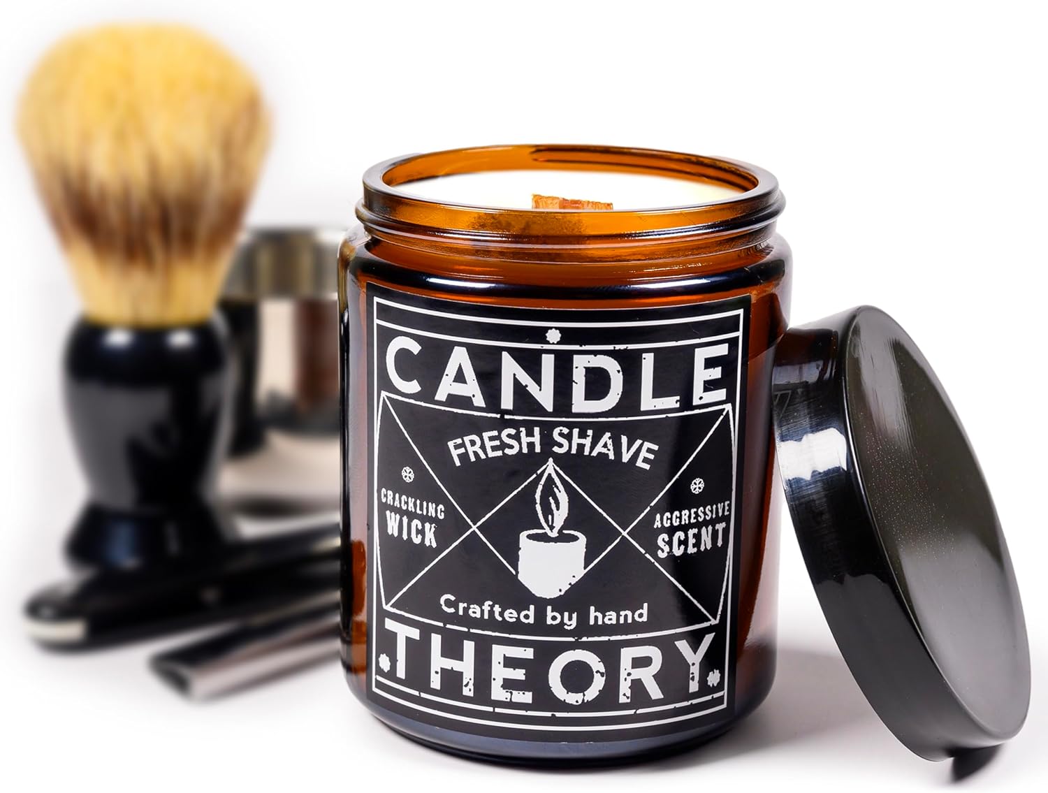 Amazon.com: CANDLE THEORY Fresh Shave Scented Candle for Men 7.6 Ounce ...