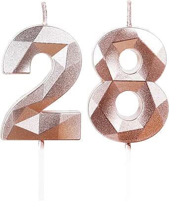 Amazon.com: 28th Birthday Candles,Number 28 Candles,Rose Gold Happy ...