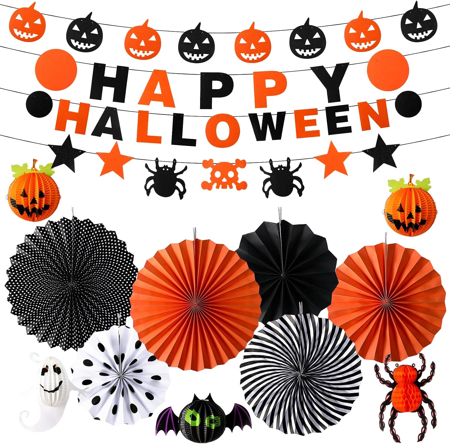 Amazon.com: Halloween Party Decorations Pumpkin Banner Happy Halloween ...