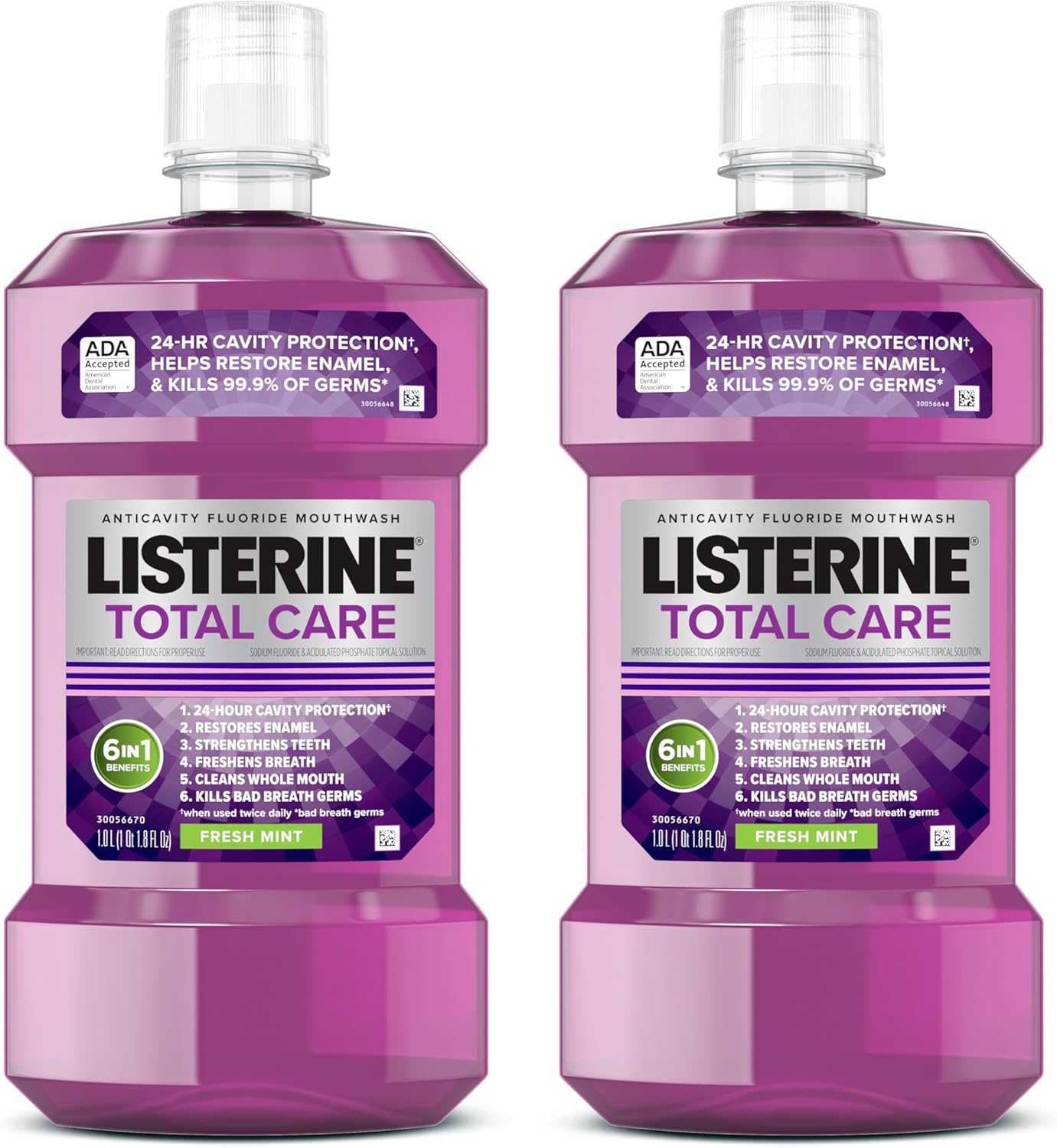 Listerine Total Care Anticavity Fluoride Mouthwash, 6 Benefits in 1 ...