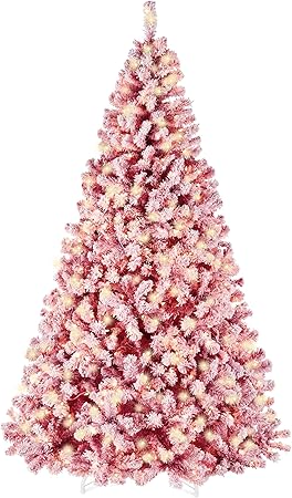 Amazon.com: Best Choice Products Pre-Lit Red Christmas Tree, 6ft ...