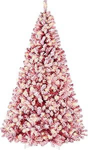 Amazon.com: Best Choice Products Pre-Lit Red Christmas Tree, 6ft ...