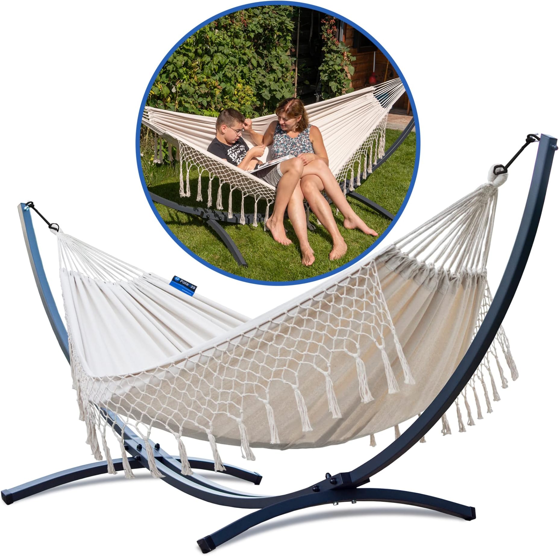 IDMarket - Hamac XL avec Support Bois et Toile Gris Anthracite : Amazon ...