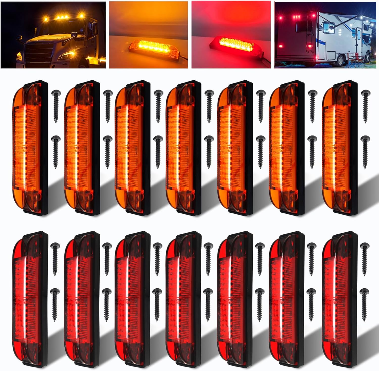Amazon.com: AatSol 7PCS Amber Led Marker Lights + 7PCS Red Led Marker ...