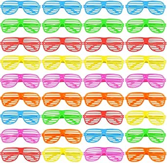 Amazon.com: Kabcifea 72 Pack Plastic Shutter Glasses Bulk,80's Style ...