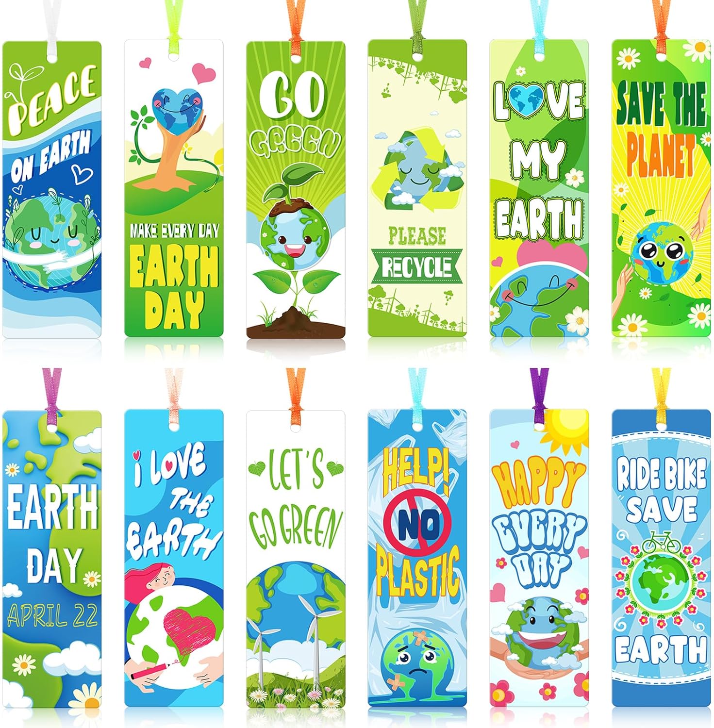 Amazon.com: 120 Pcs Earth Day Bookmarks Bulk for Kids Supplies with ...
