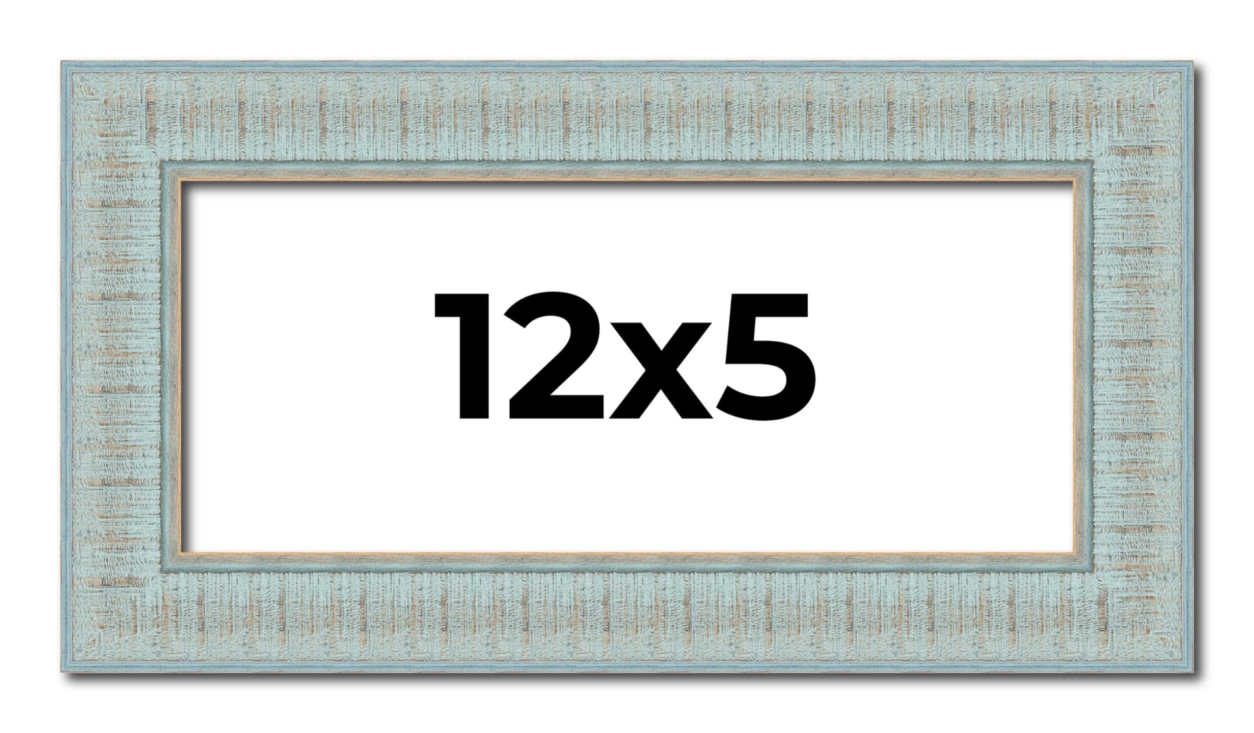 Amazon.com: 12x5 Frame Blue Teal Distressed Solid Wood Picture Frame ...