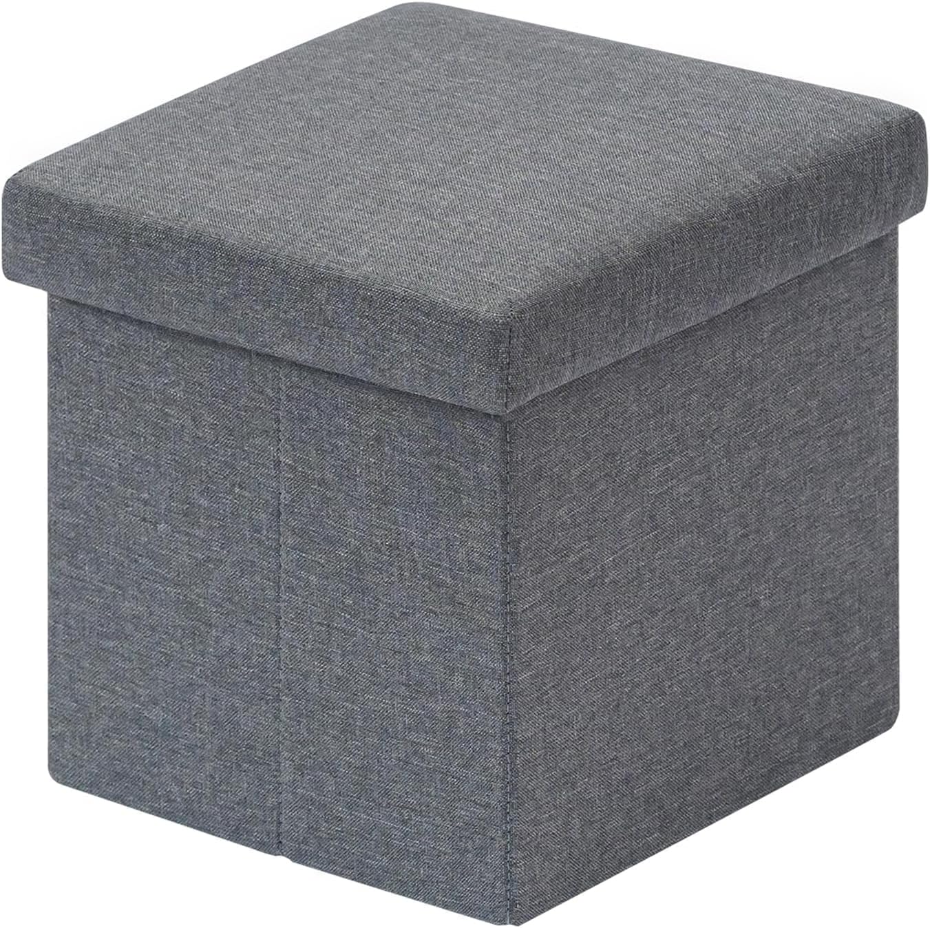 Bonlife Grey Small Ottoman Storage Box with Lid,Foot Rest Stool with ...