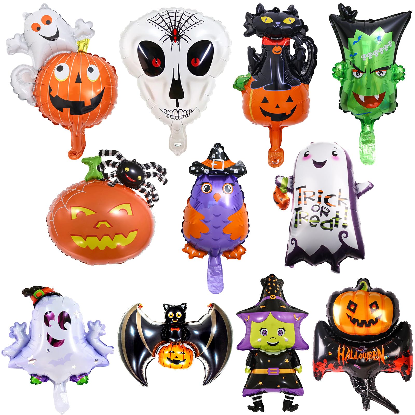 Amazon.com: 11 Pcs Halloween Foil Balloons Set, Mini Ghost Spider ...