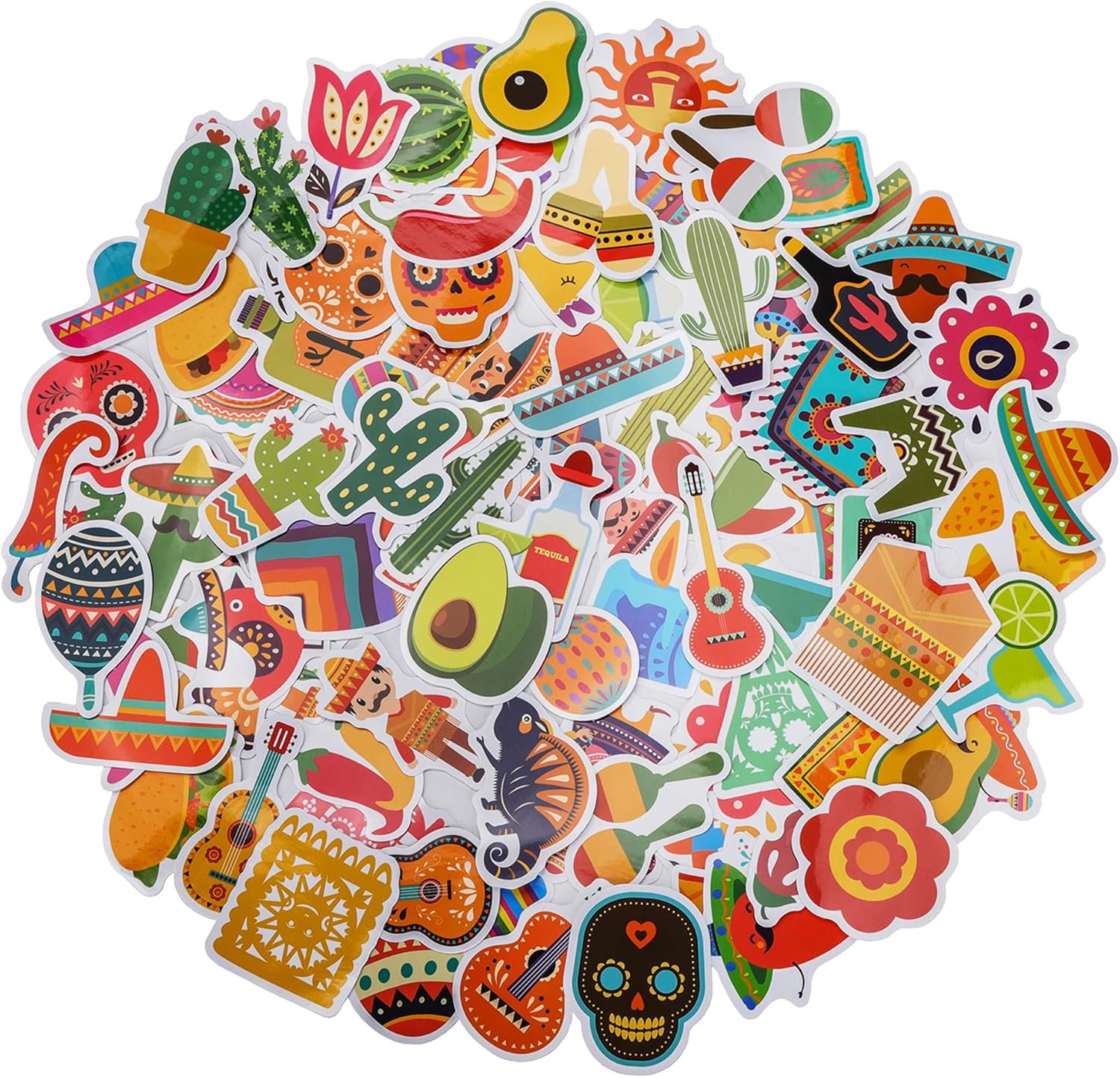 Amazon.com: 100 Pack Mexican Fiesta Stickers, Mexican Taco Party Favors ...