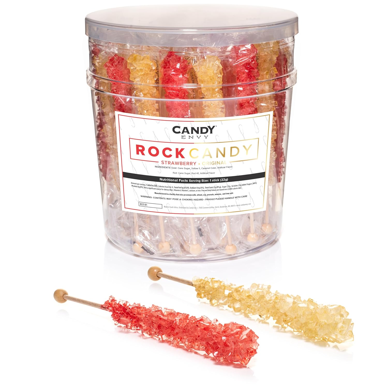 Amazon.com : Candy Envy - Gold and Red Rock Candy Sugar Sticks - 36 ...
