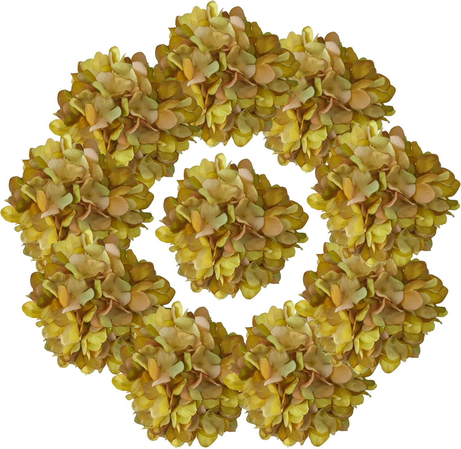 Amazon.com: 7.1''Ocher Yellow Hydrangea Artificial Flowers,10Pcs ...