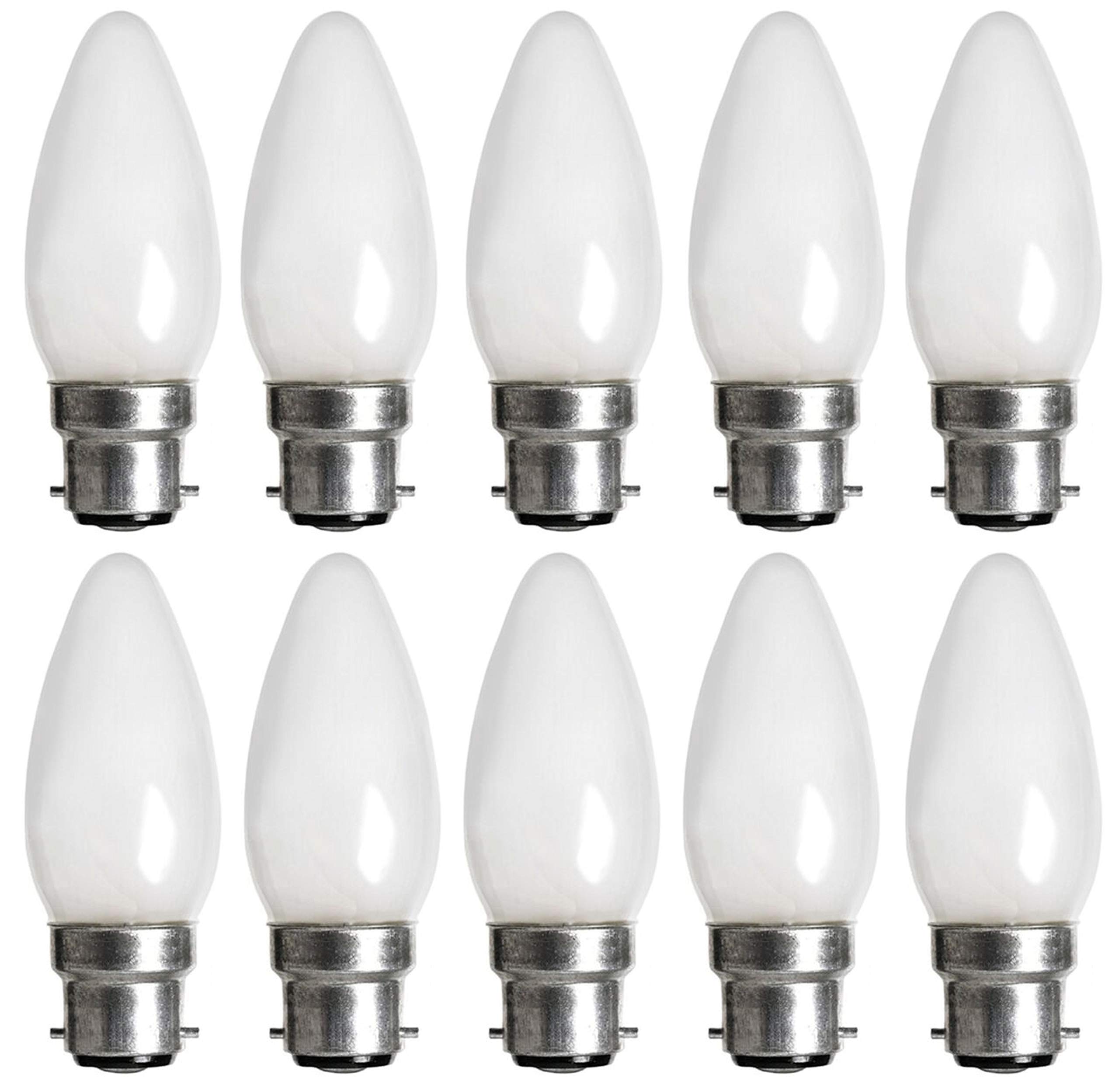 10 x 40W Pearl B22 Candle Shaped Light Globes Bulbs Lamps Bayonet ...