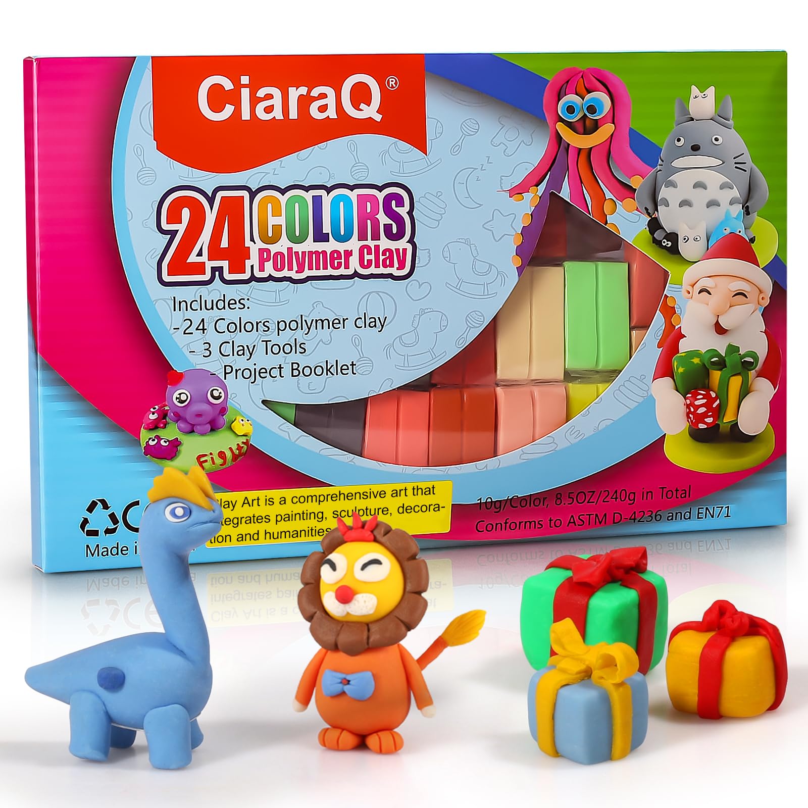 Amazon.com: CiaraQ 24 Colors Small Block Polymer Clay Starter kit, Oven ...