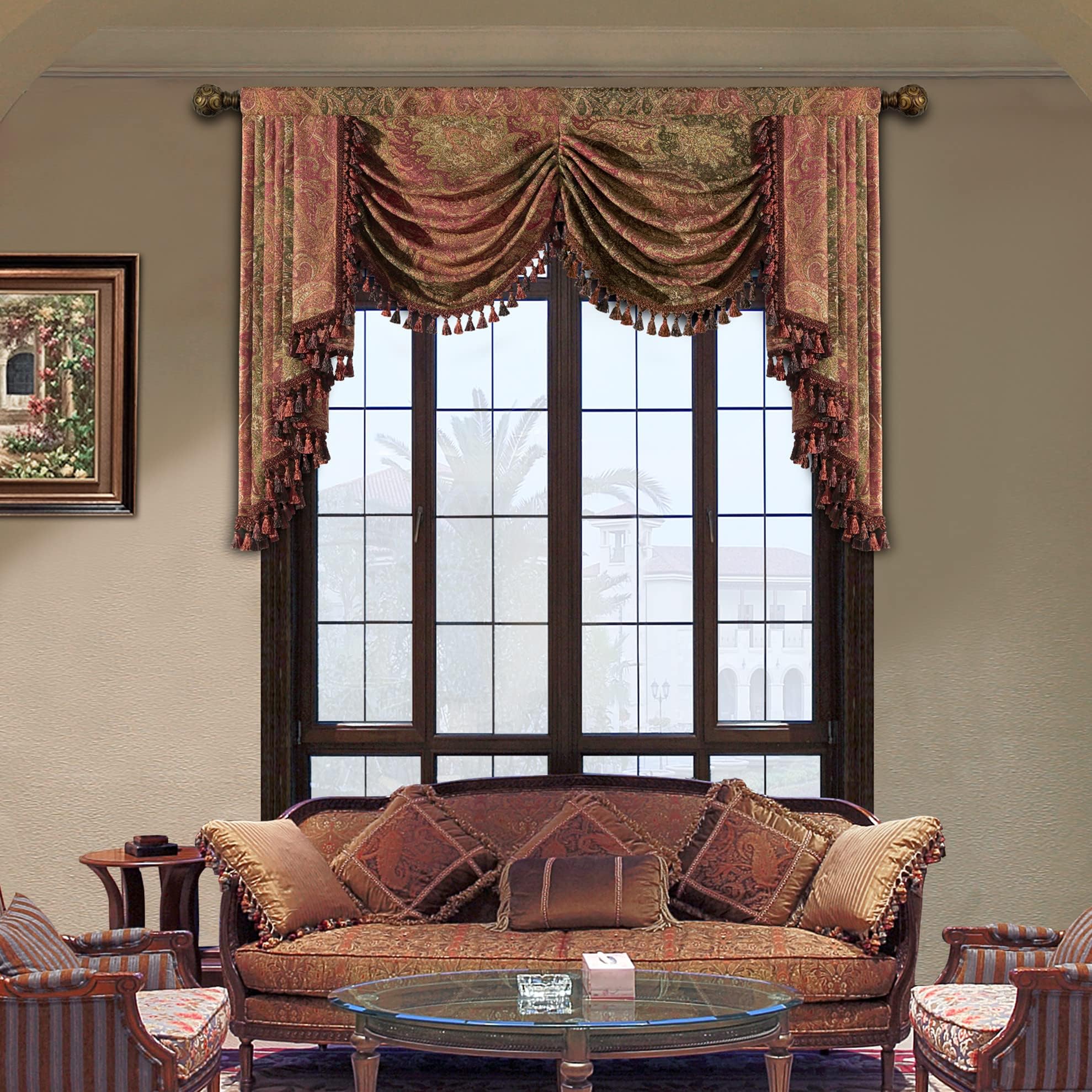 Amazon.com: Loom and Mill Jacquard Waterfall Valance for Living Room ...