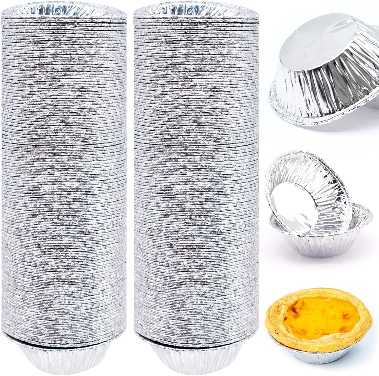 Amazon.com: 200 PCS Egg Tart Baking Cups, Disposable Aluminum Foil ...