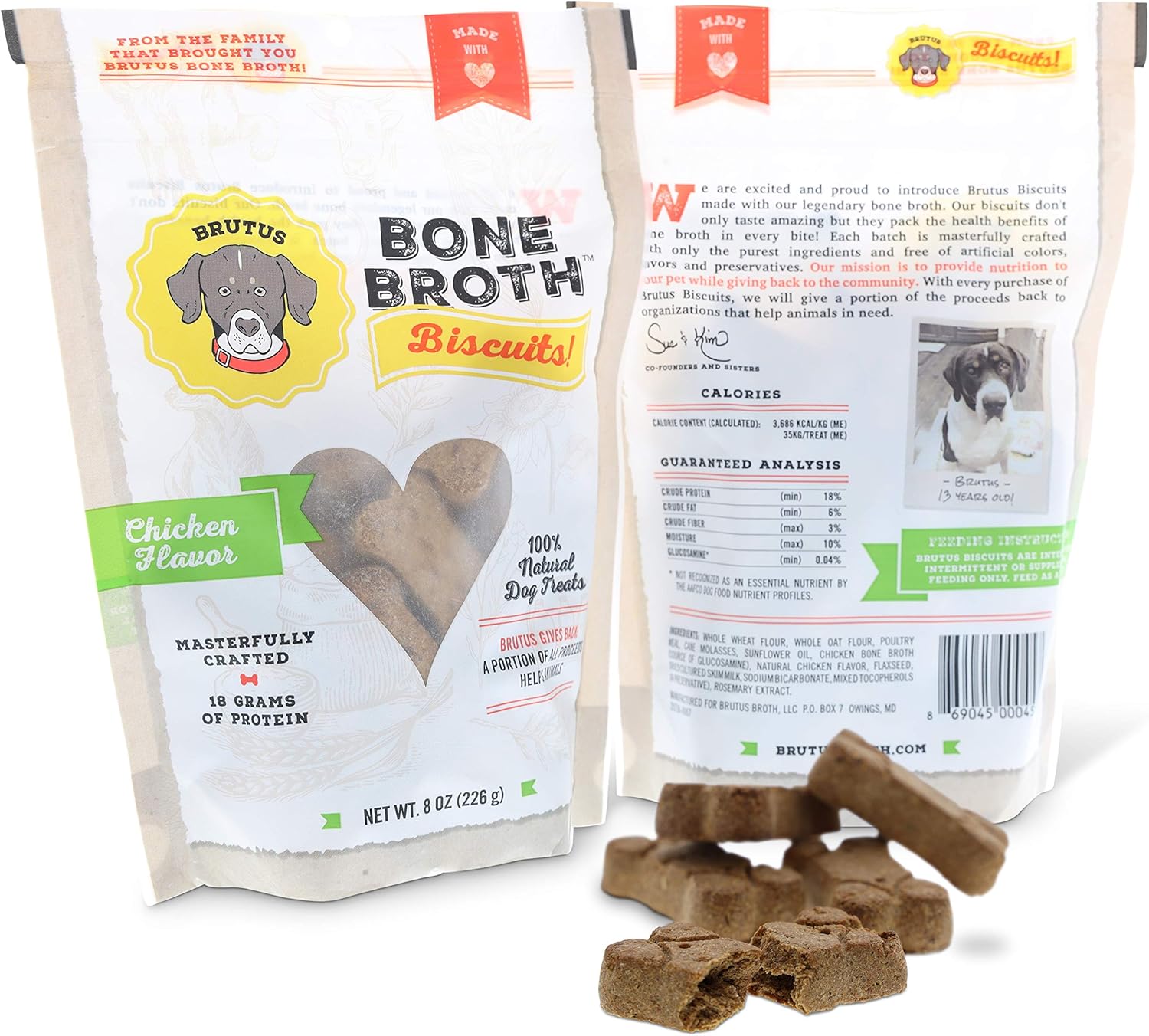 Amazon.com : Brutus Broth Chicken Flavor Dog Biscuits, No Preservatives ...