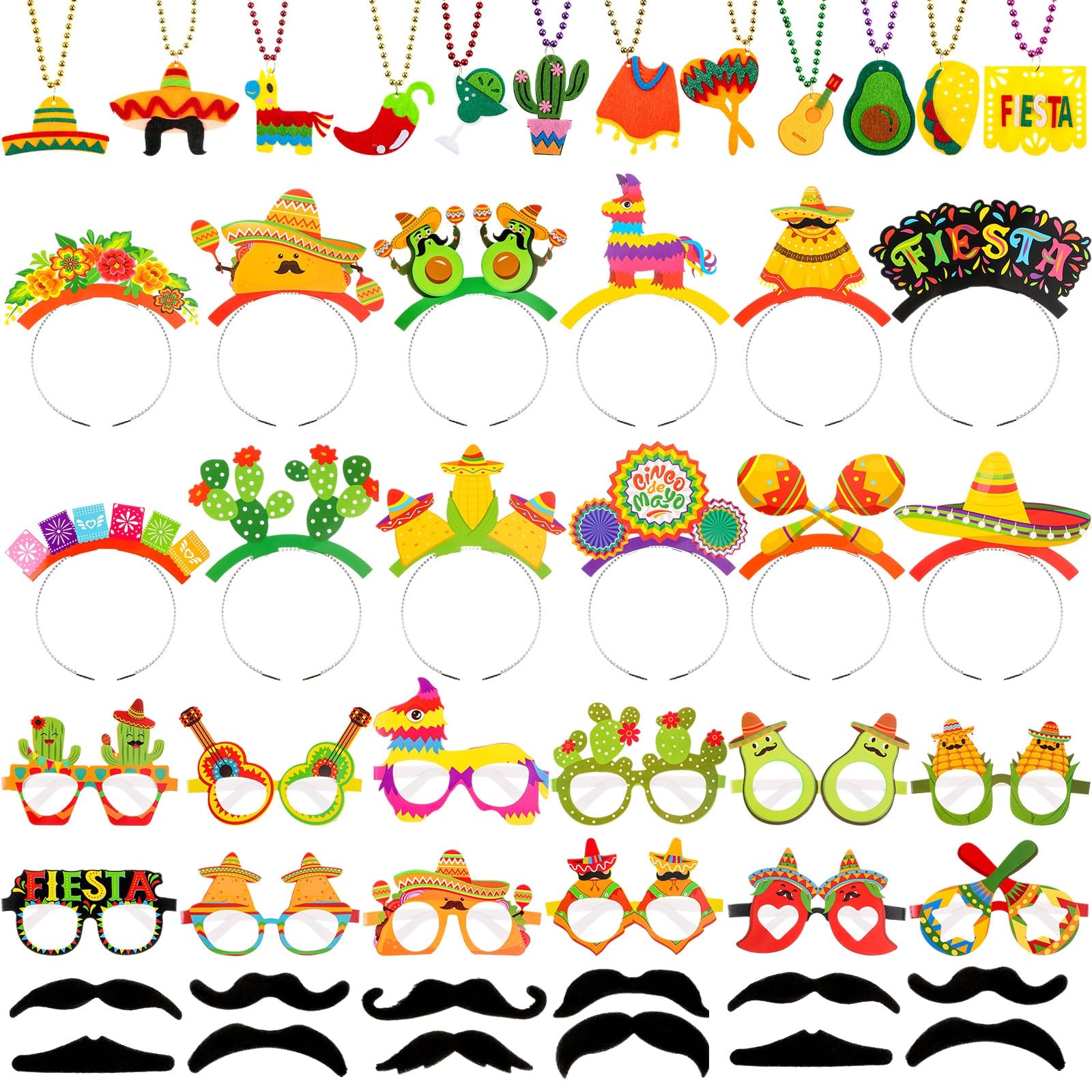 Amazon.com: Feifeiya 96 Pcs Cinco De Mayo Fiesta Party Favors Mexican ...