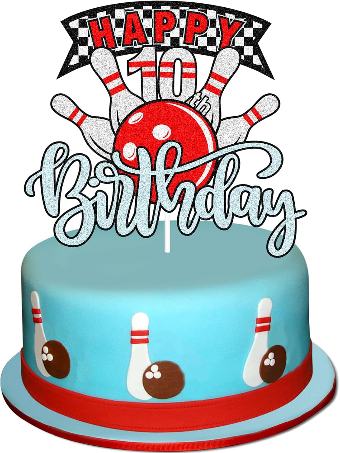 Amazon.com: Caiwowo Bowling Happy 10th Birthday Cake Topper - Sports ...
