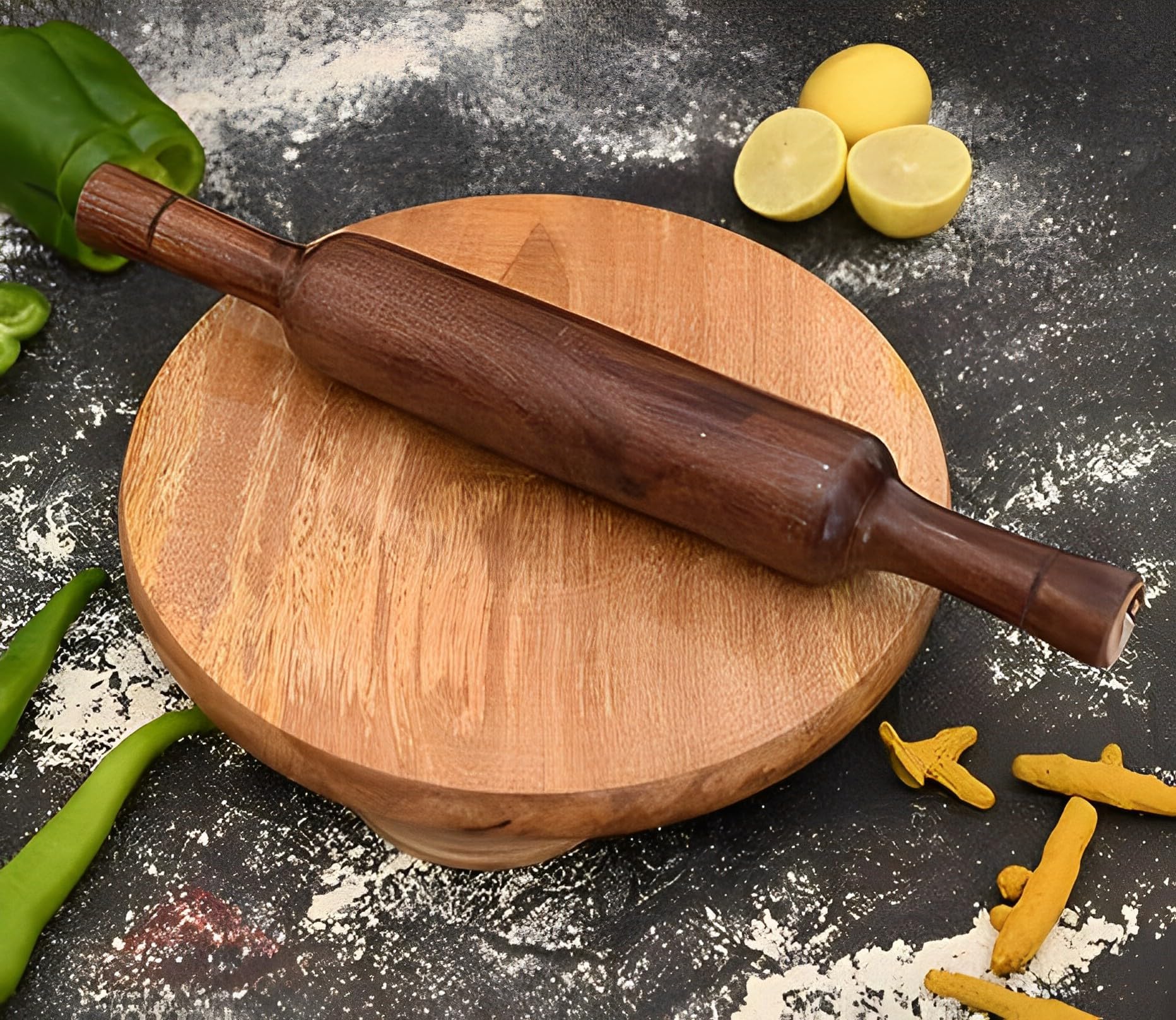 Buy Desert Crafts 10 Inch Plywood Chakla with 12Inch Wooden Belan for ...