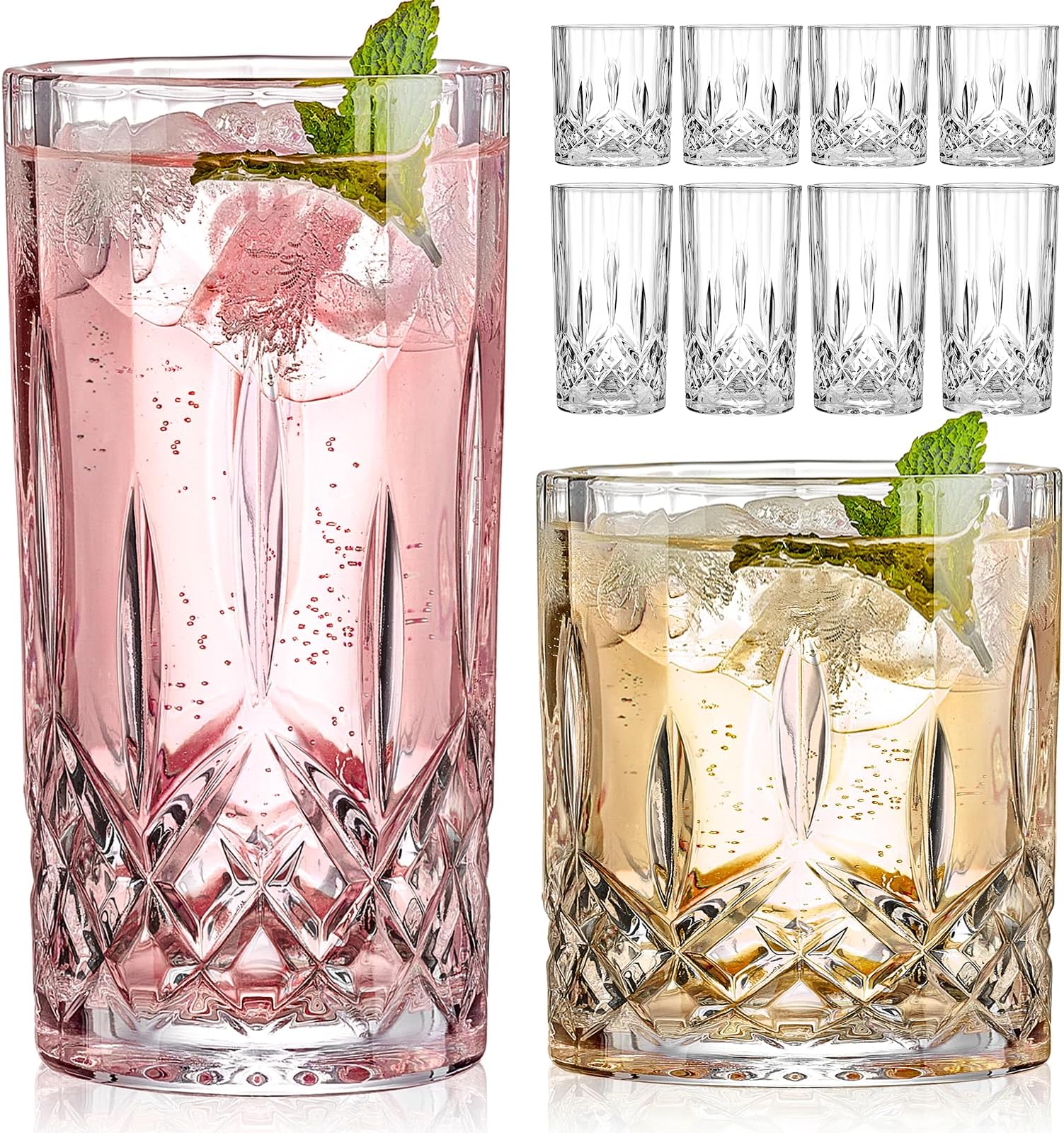 Amazon.com | Luminarc Brighton 16-Piece Assorted Glass Tumbler Set: Red ...