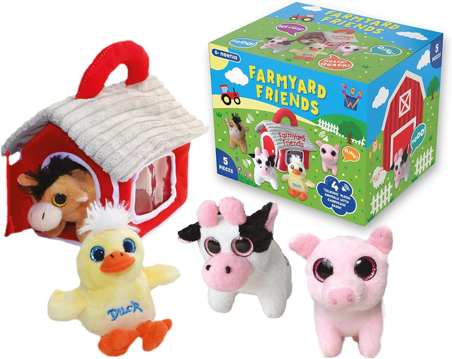 Wonderbox Workshop Farmyard Friends Talking Plush Teddy Farm Animals ...