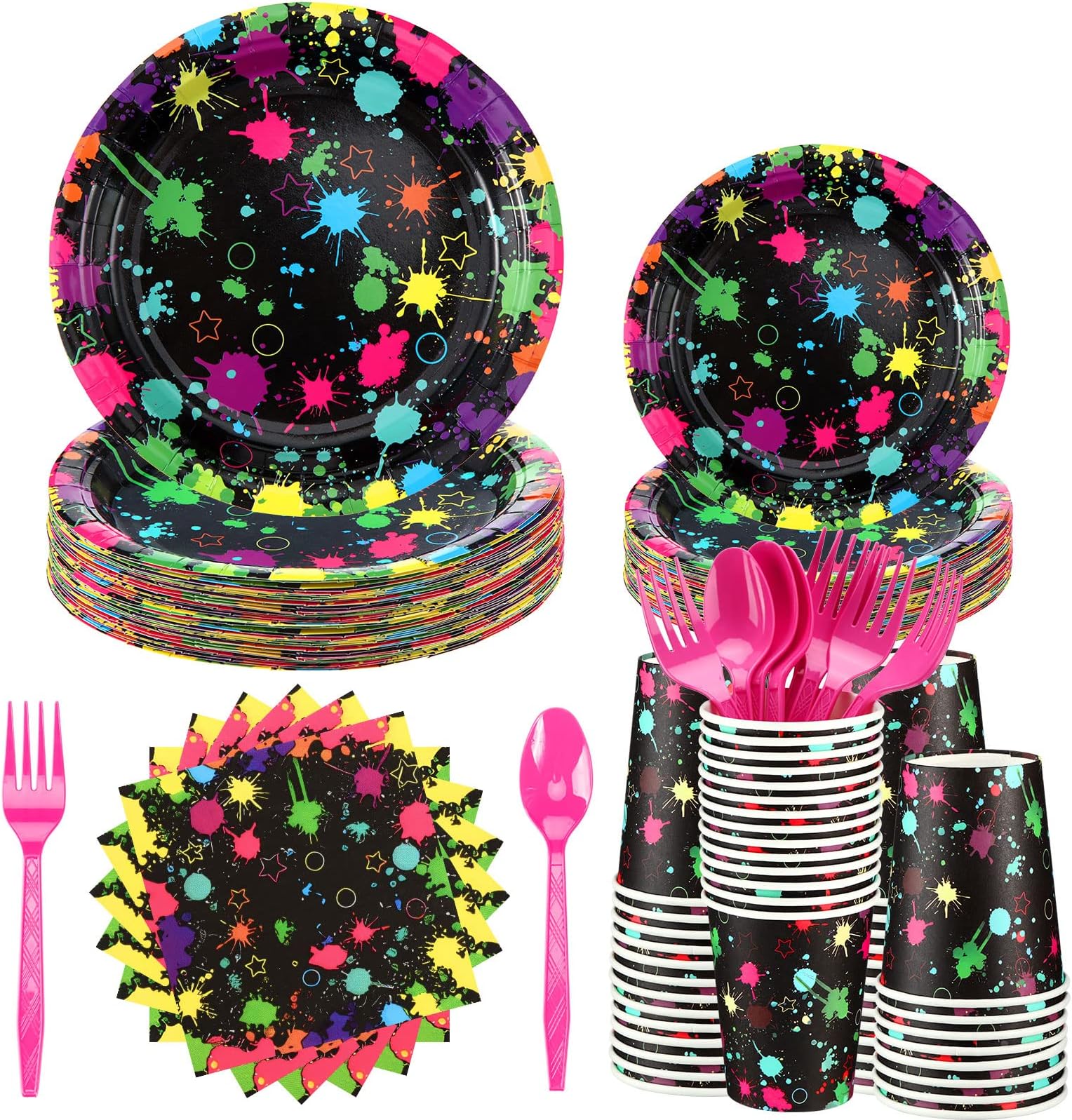 Amazon.com: BOIKOKY Glow Neon Birthday Party Supplies, 120Pcs Let's ...