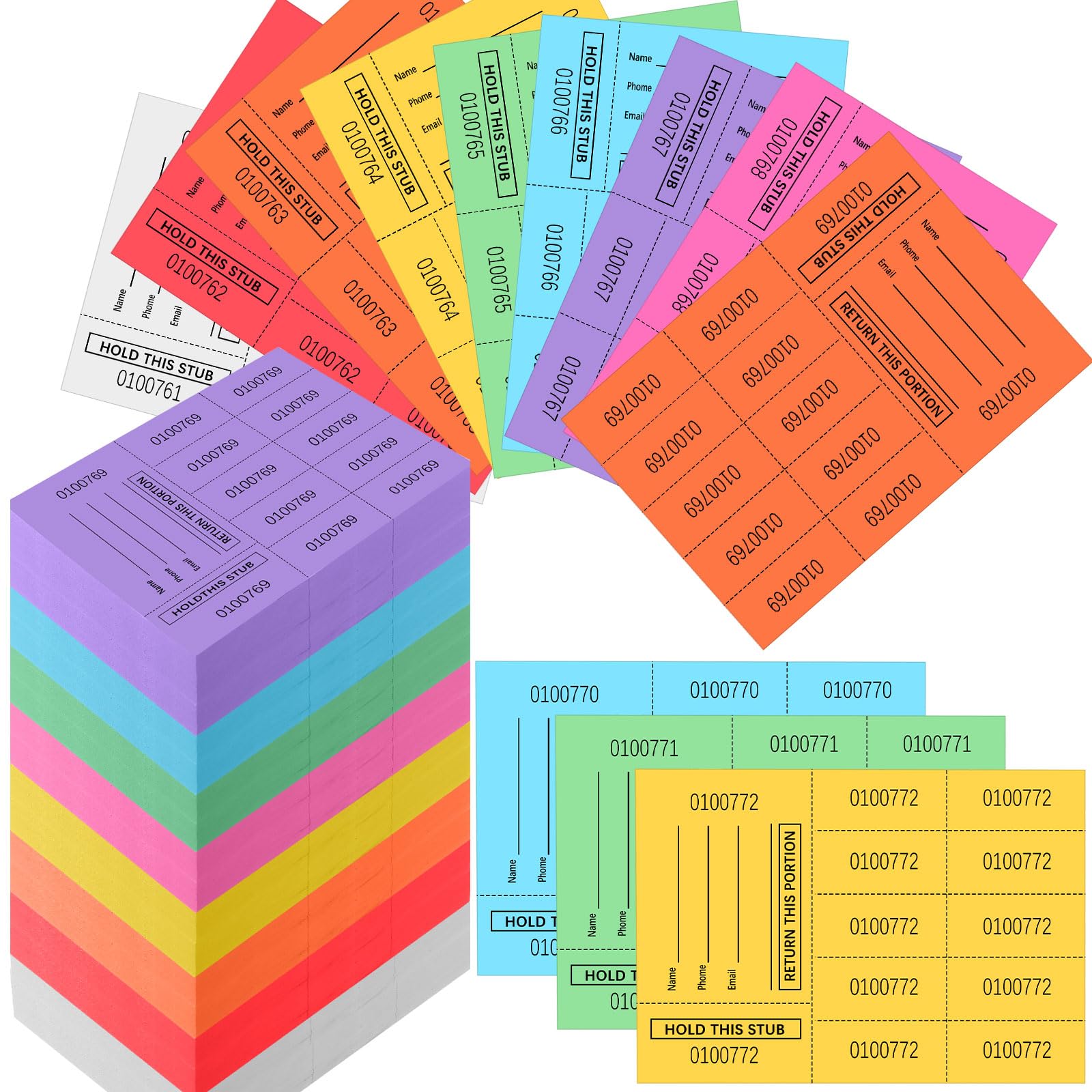 Amazon.com : Kosiz 1500 Sheet Raffle Ticket Sheet with 10 Bid Number ...