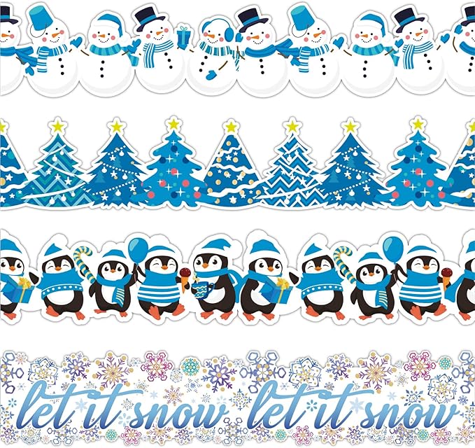 Amazon.com: 67ft Winter Bulletin Board Border Winter Wave Removable ...