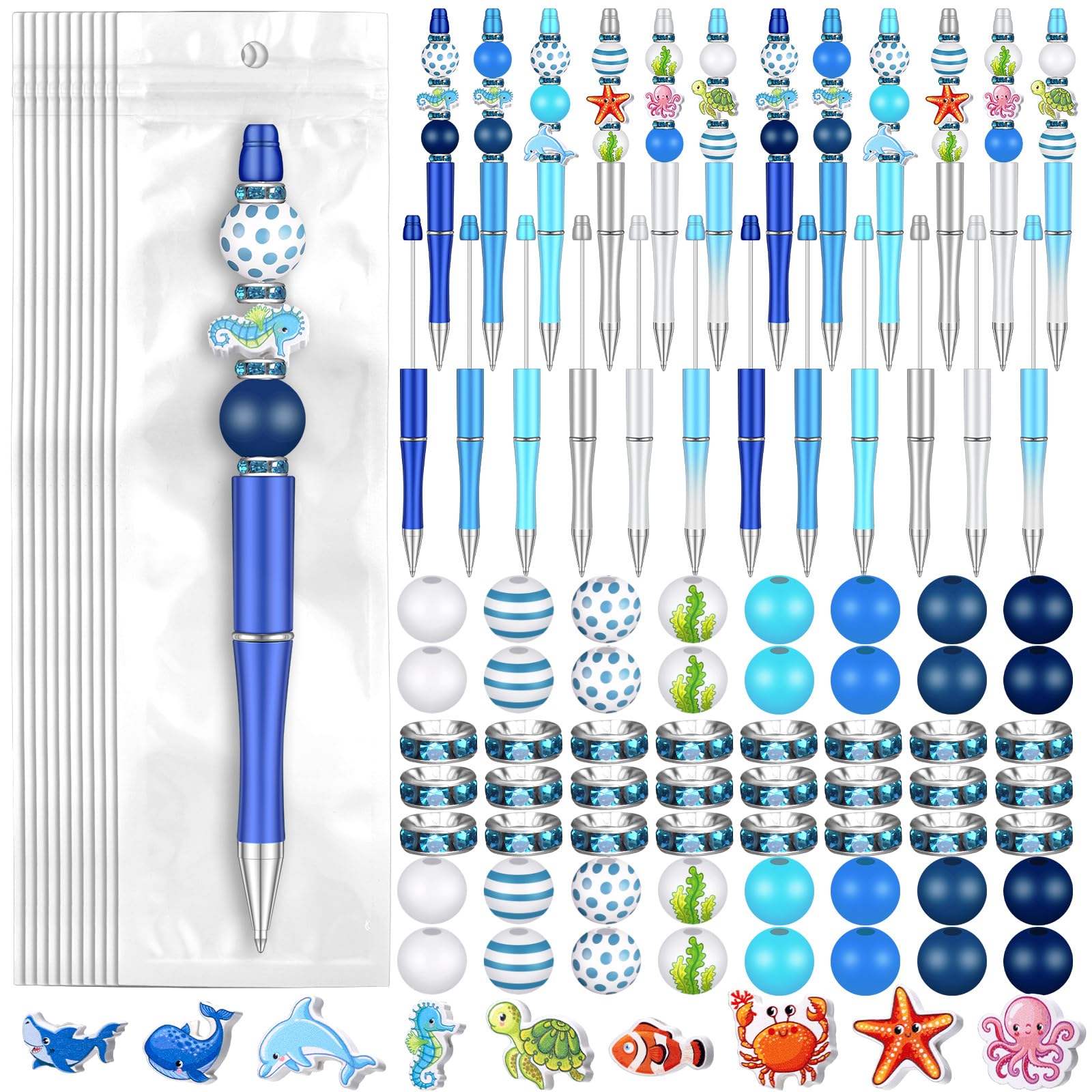 Amazon.com: Colarr 24 Sets Plastic Beadable Pens DIY Pens Making Kit ...