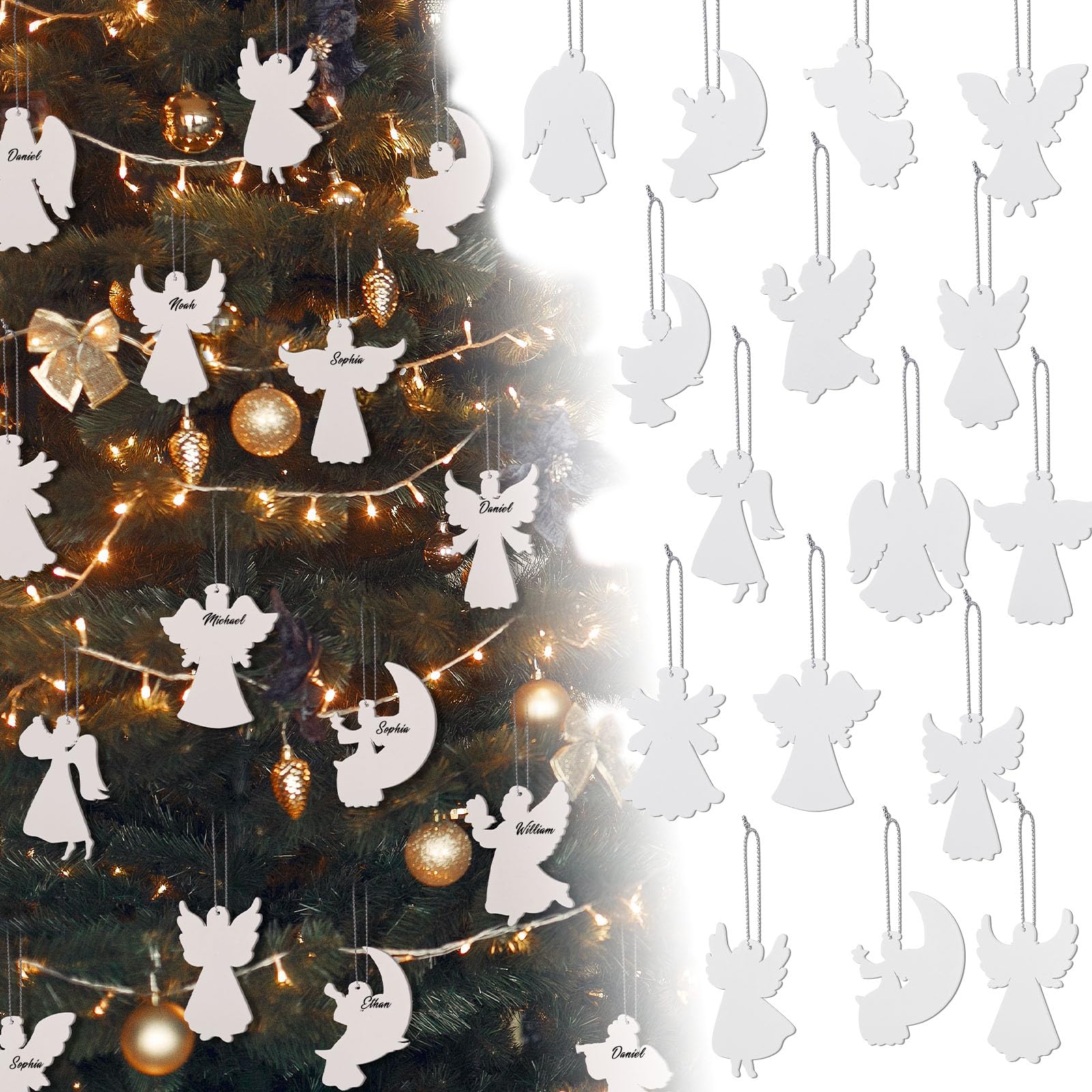 Amazon.com: CroBlissful 32 Pcs White Wooden Angel Ornament Christmas ...