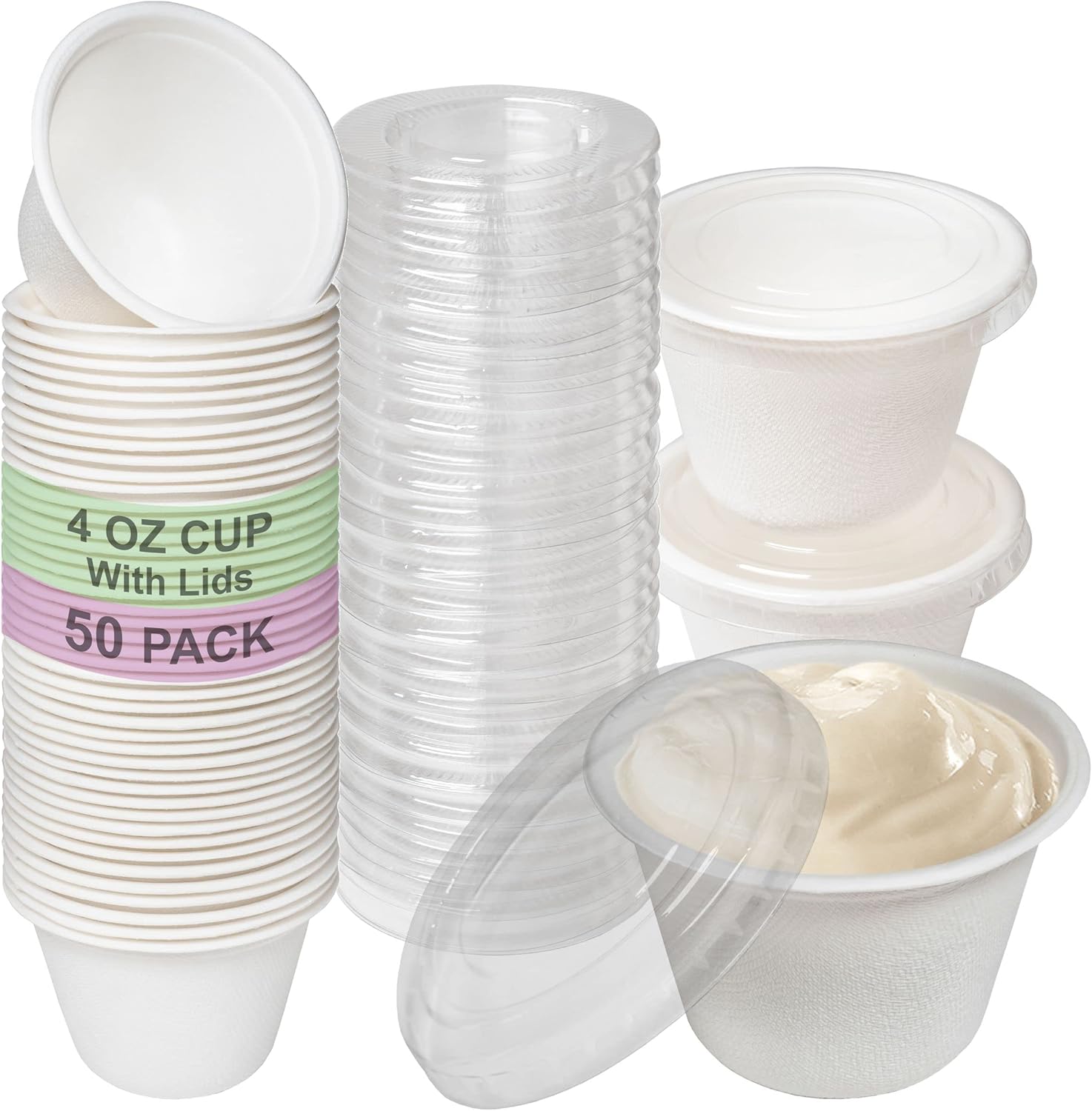 Amazon.com: EcoQuality 4 Oz Compostable Portion Cups with Lids ...