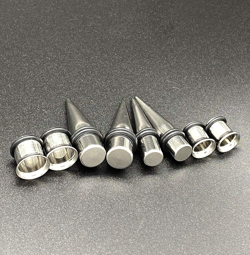 2 Pairs 1g 7mm + 9mm Steel Ear Screw Taper Tunnel Expander Stretching ...