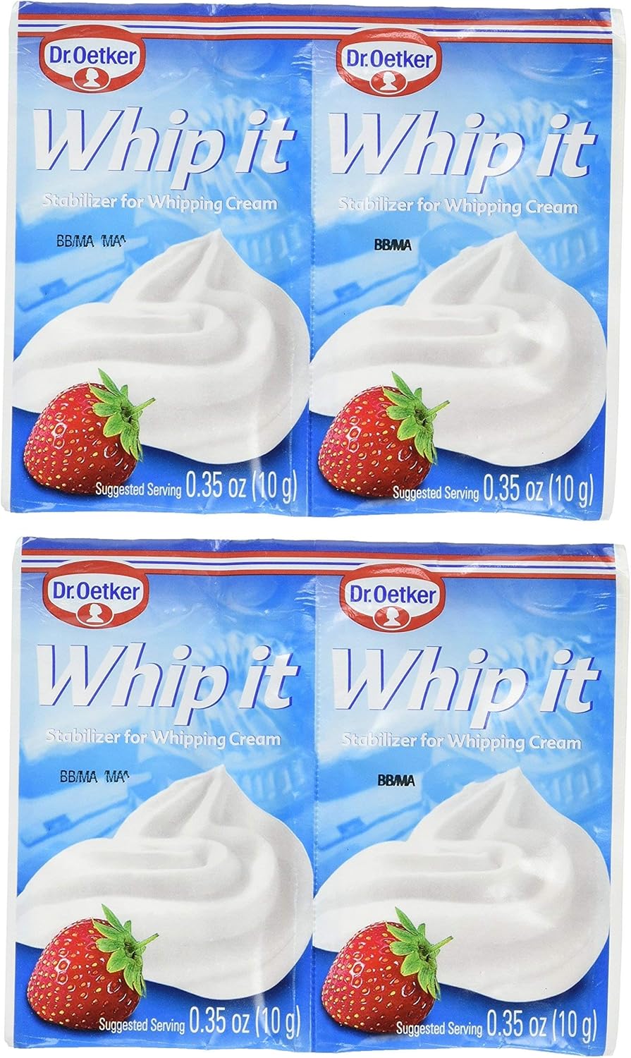 Dr. Oetker Whip It, Stabilizer for Whipping Cream, 0.35oz Packets (4 ...