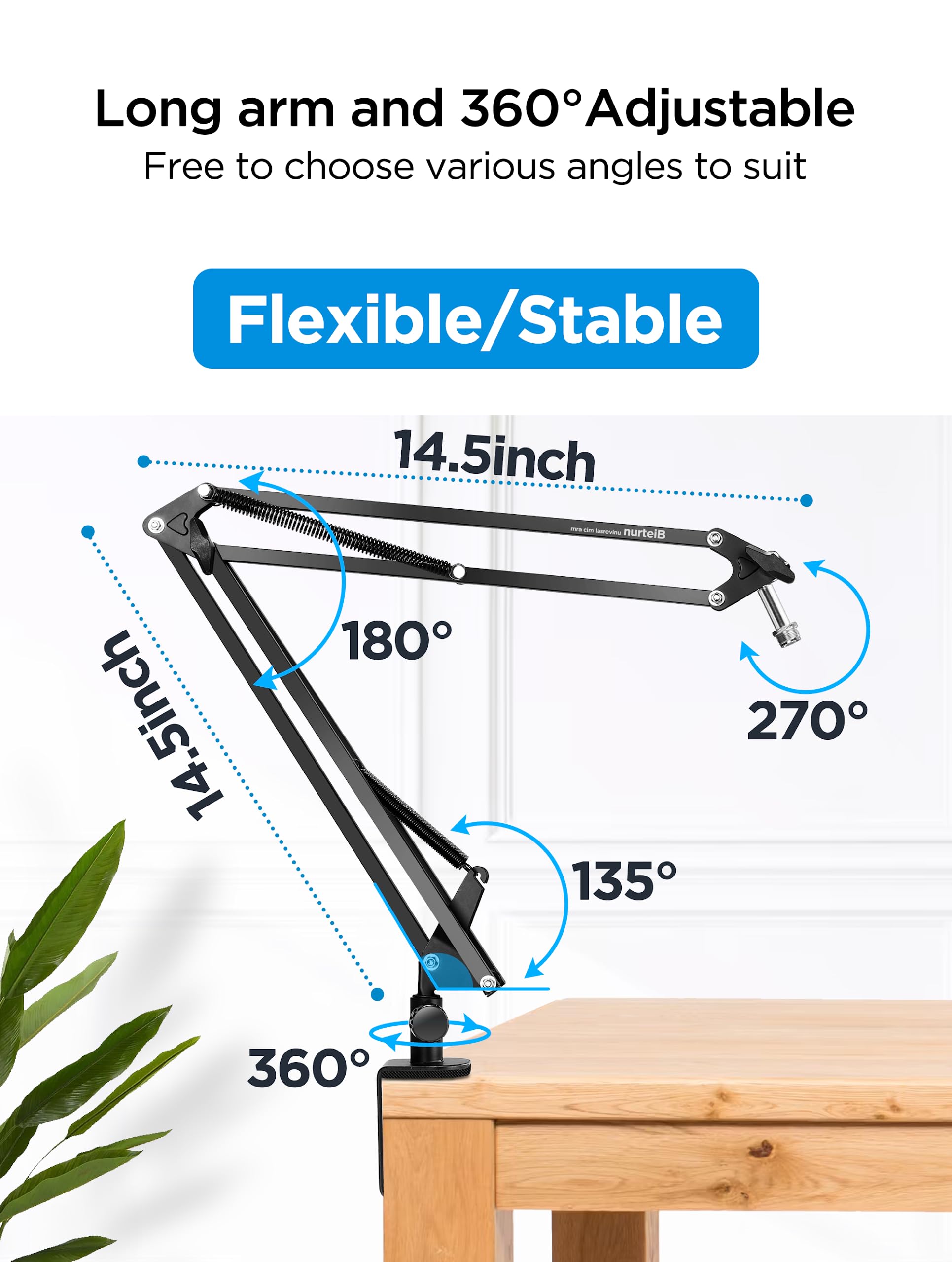 Snapklik.com : Microphone Boom Arm Desk Mount For Wave/Blue Yeti/Hyperx ...