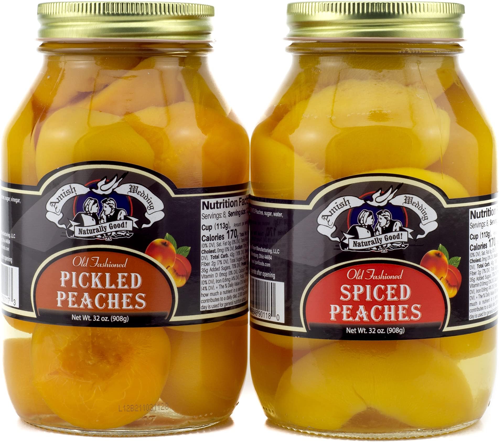 Amazon.com : Amish Wedding Old Fashioned Spiced Peach Halves 32oz (Pack ...