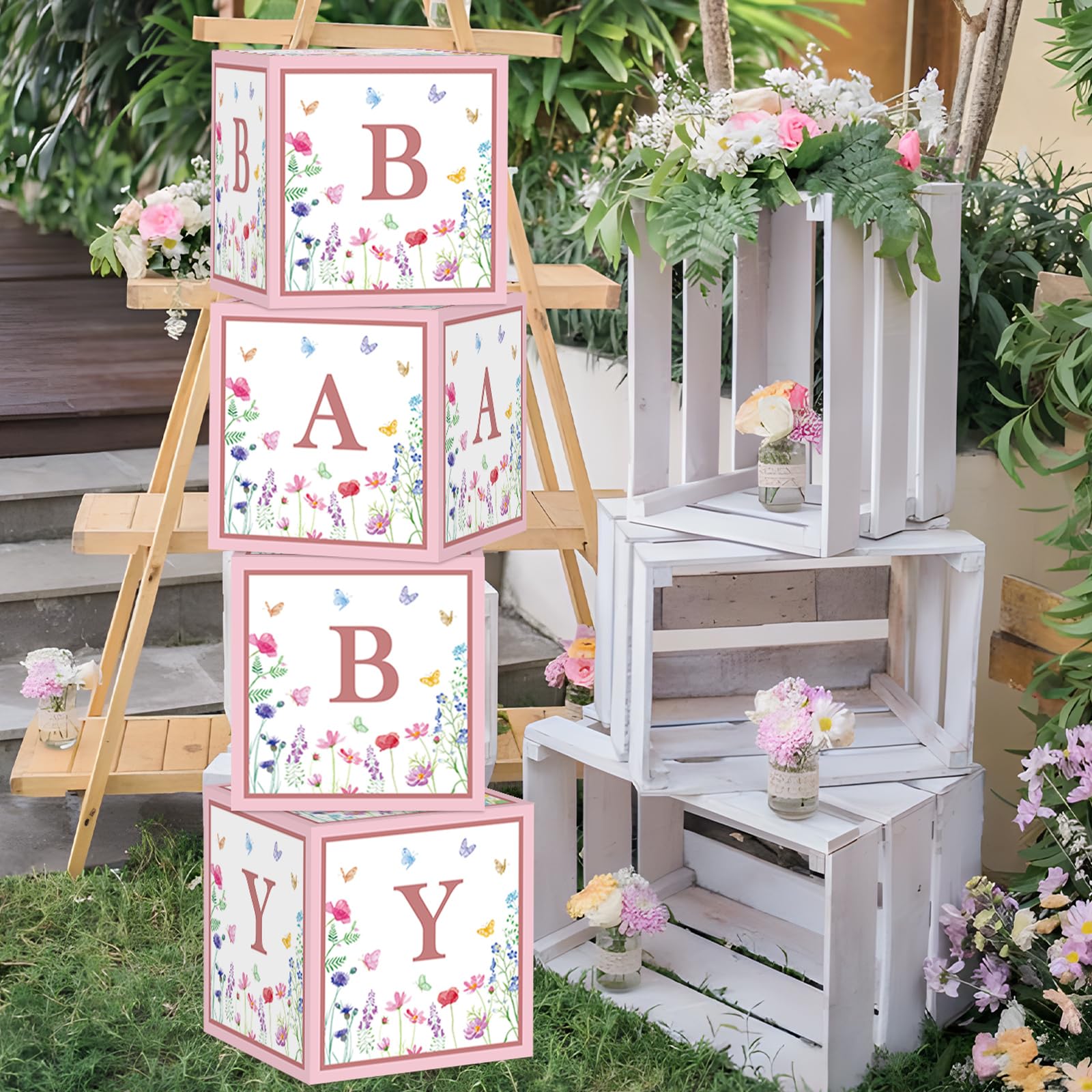 Snapklik.com : Wildflower Baby Decorations For Girl - Floral Baby Boxes
