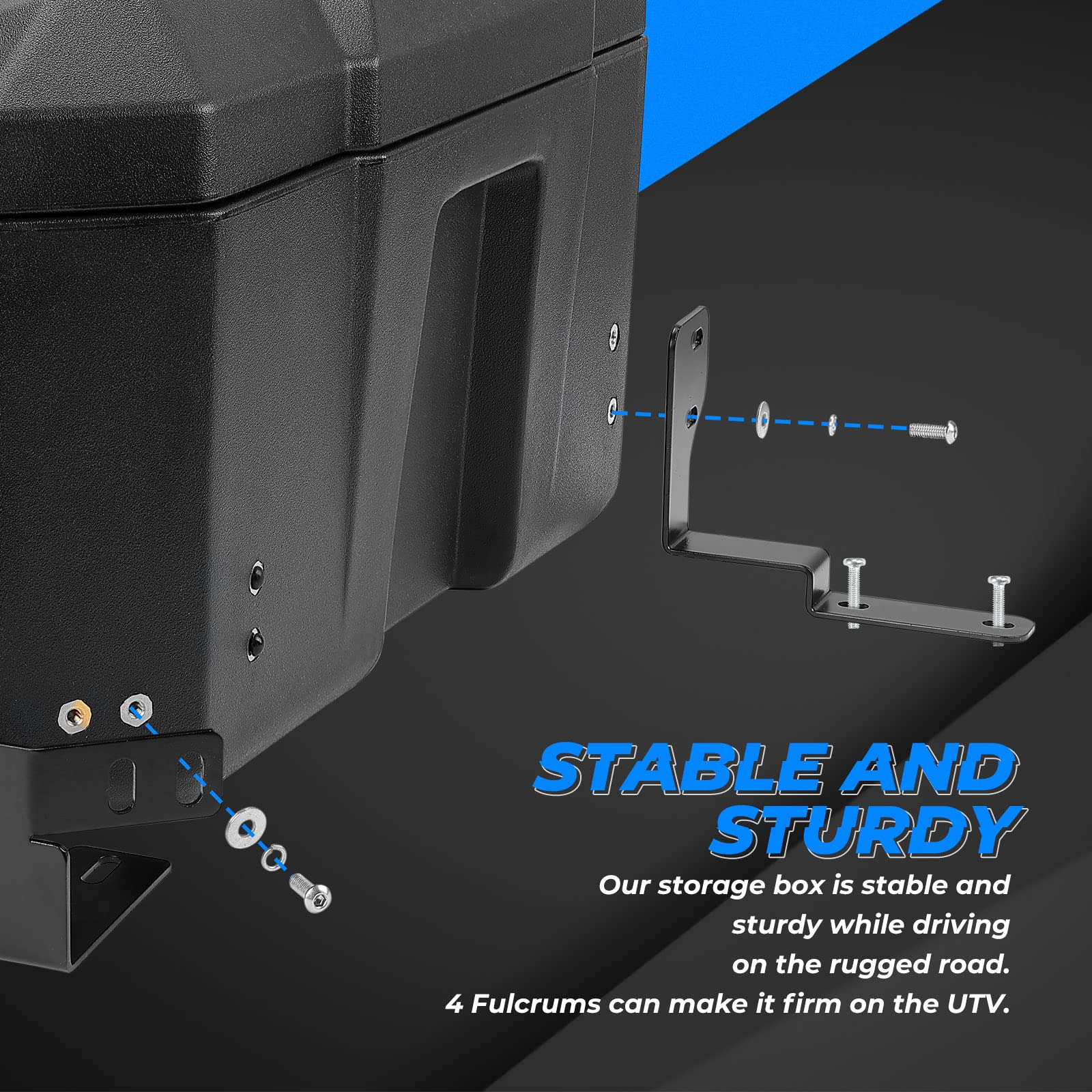 Kemimoto 56L UTV Storage Box, Cargo Box, Heavy Duty UTV Cargo Box ...