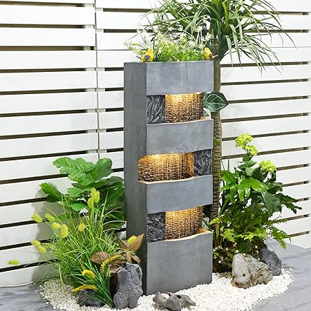 Amazon.com: SERBILHOME Water Fountain Outdoor 40" Tall Large Rainfall ...